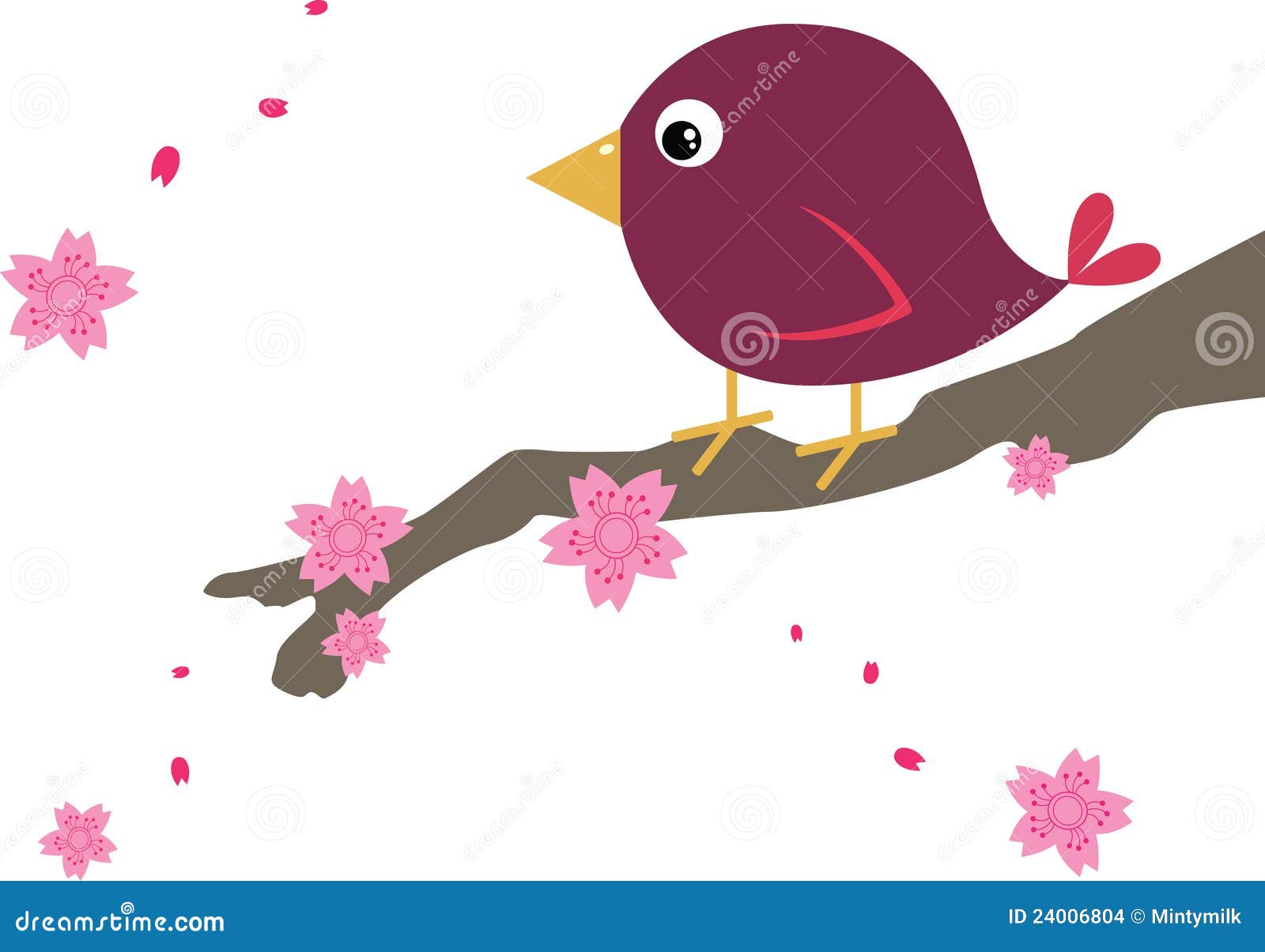Bird on Cherry Blossom stock illustration. Illustration of cherry ...