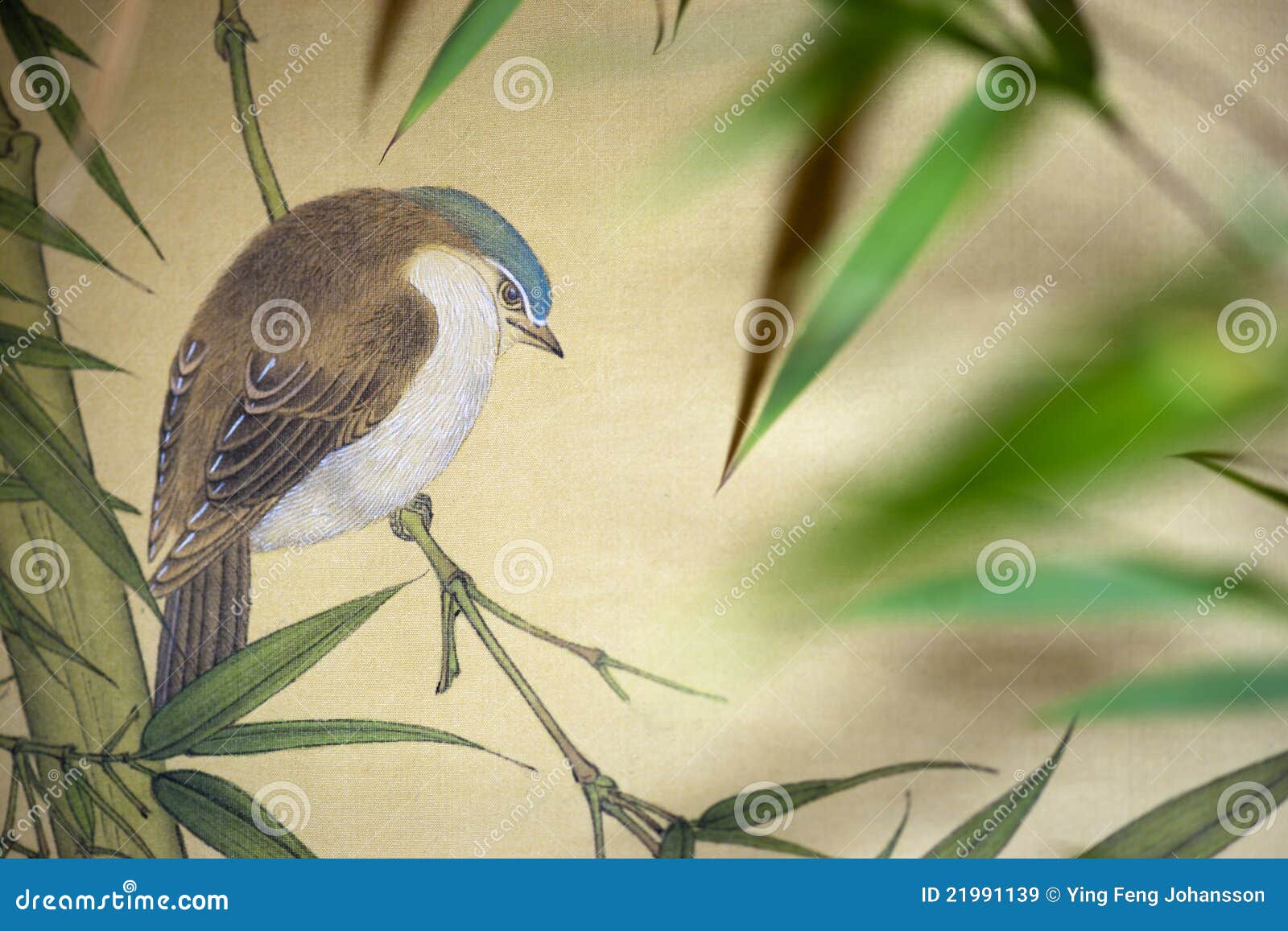 Bird on Chinese scroll stock image. Image of beautiful - 21991139