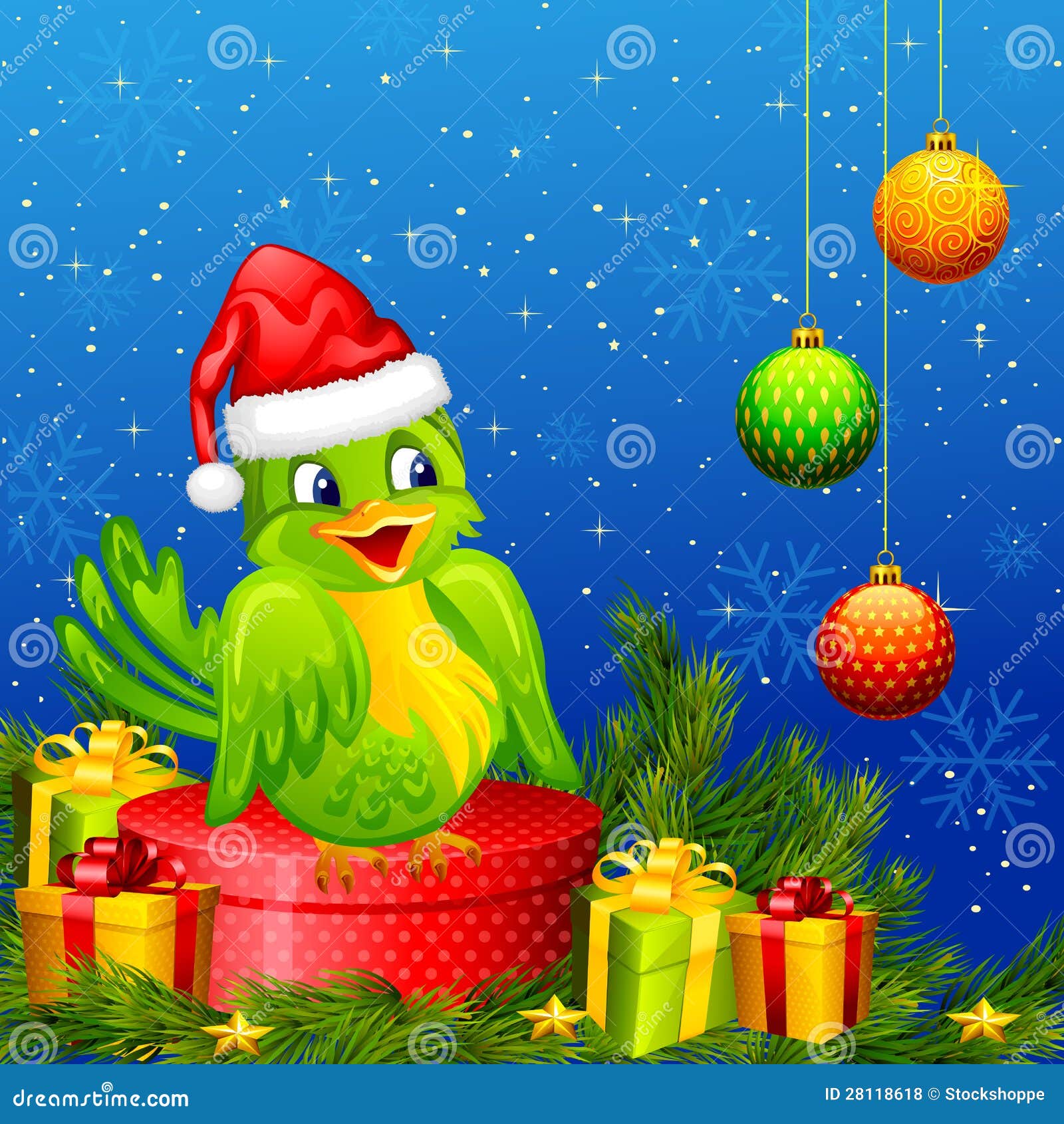 Bird on Christmas Gift stock vector. Illustration of happy - 28118618