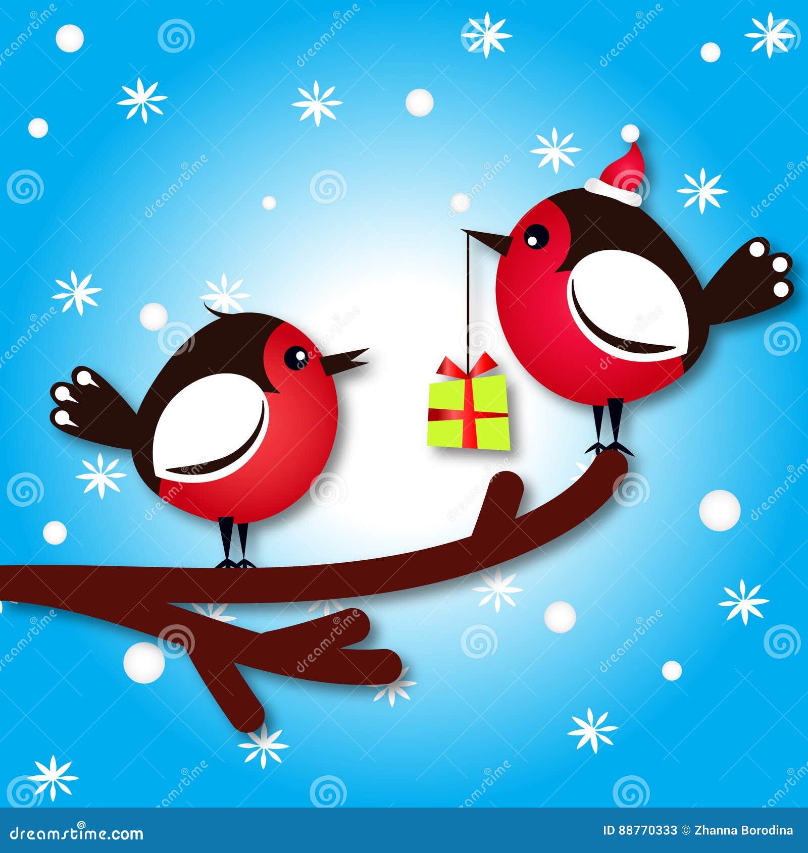 Bird with Christmas Present in His Beak Stock Vector - Illustration of ...