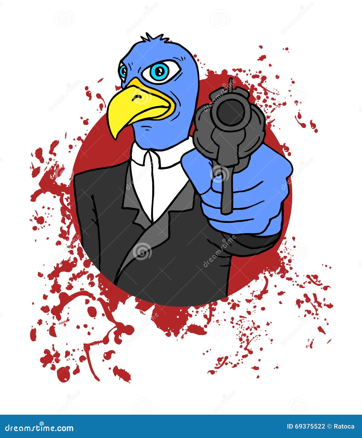 Bird criminal stock vector. Illustration of hand, comic - 69375522
