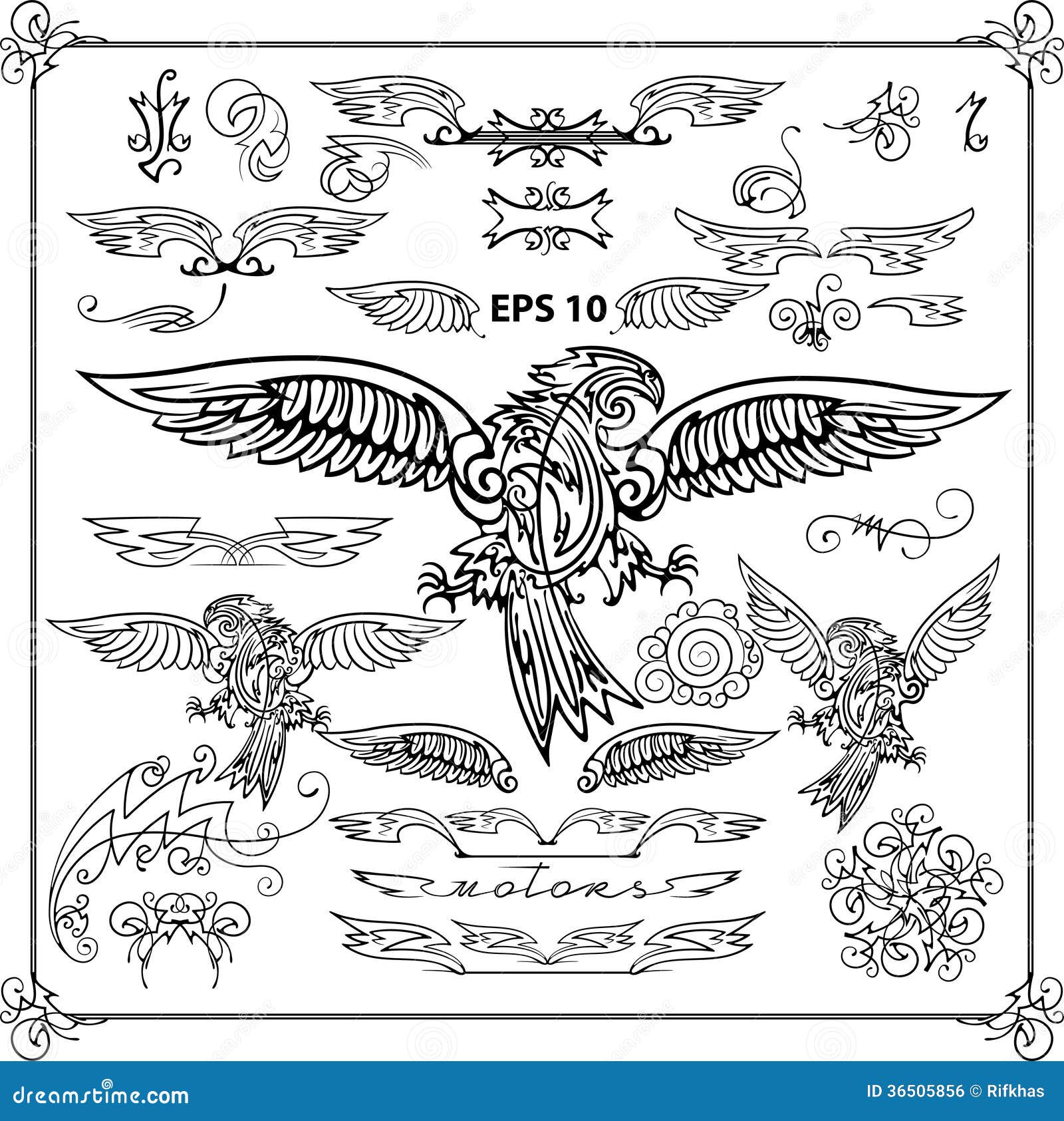 Bird,curled stock vector. Illustration of wing, graphic - 36505856