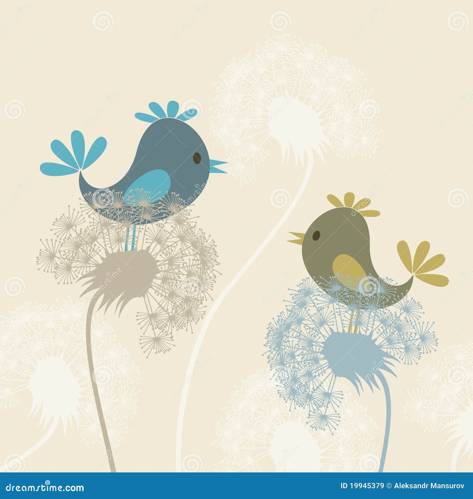 Bird on a dandelion stock vector. Illustration of people - 19945379