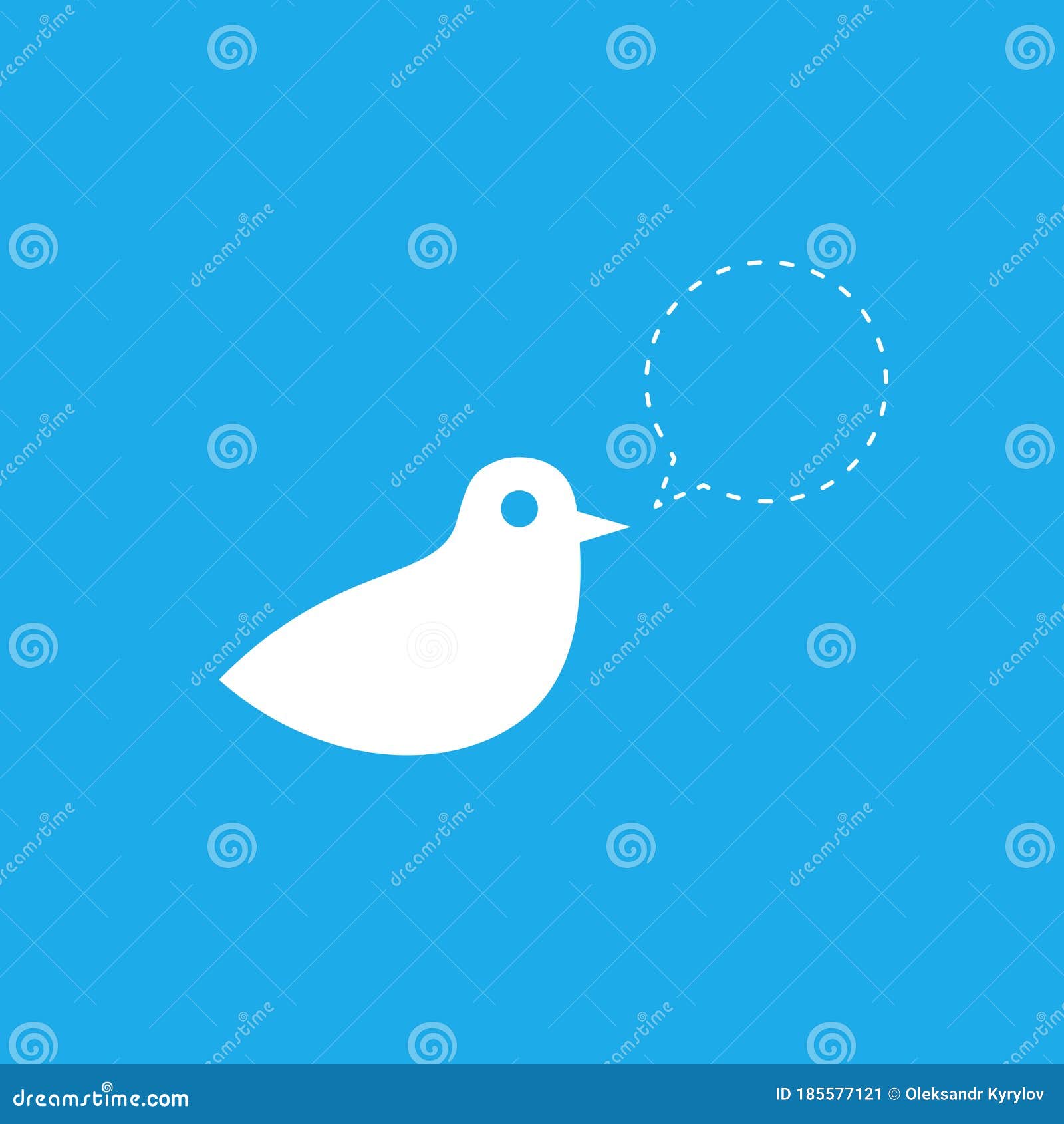 Bird with Dashed Speech Bubble Tweets. Stock Vector Illustration ...