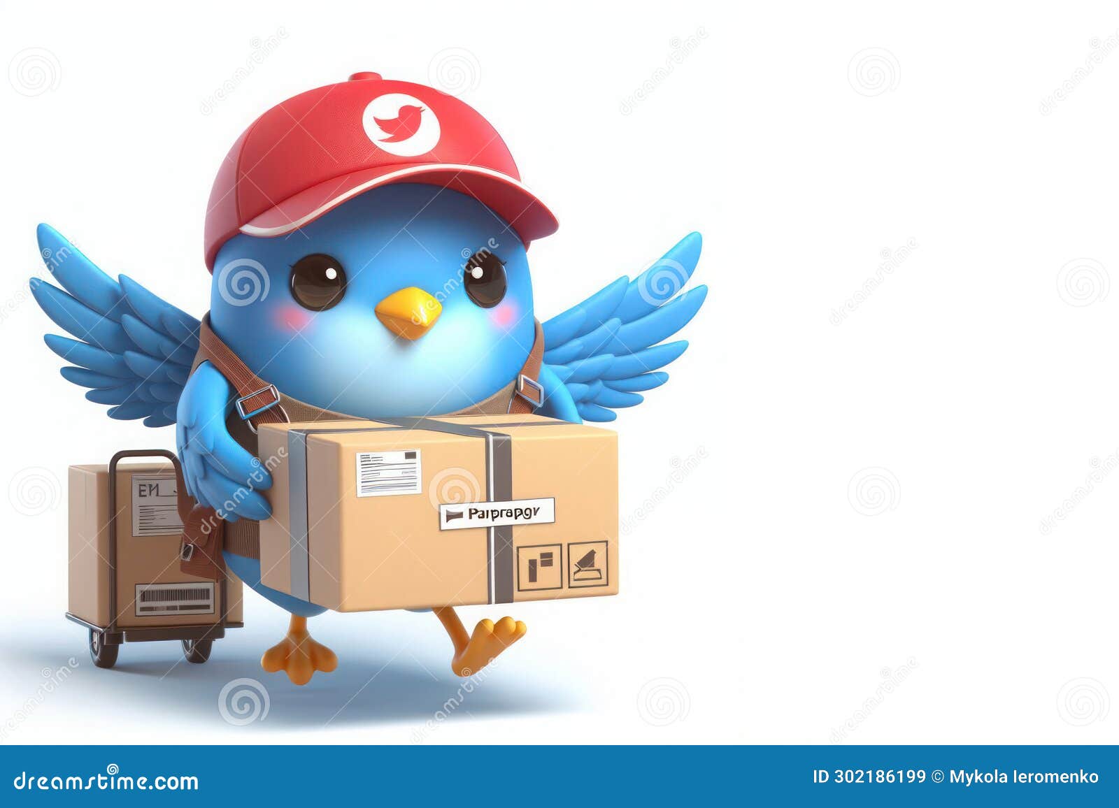 A Bird Delivering a Parcel. Space for Text. Stock Illustration ...