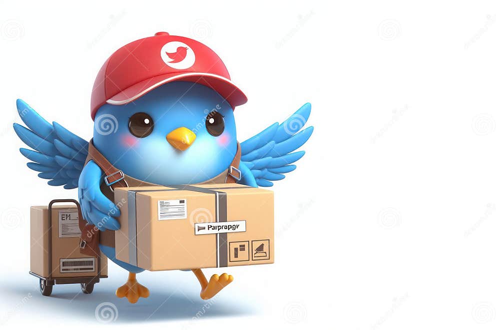 A Bird Delivering a Parcel. Space for Text. Stock Illustration ...