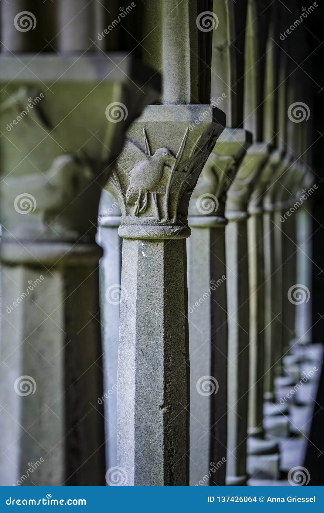 Bird Detail on Vertical Column at Iona Abbey Courtyard Stock Photo ...