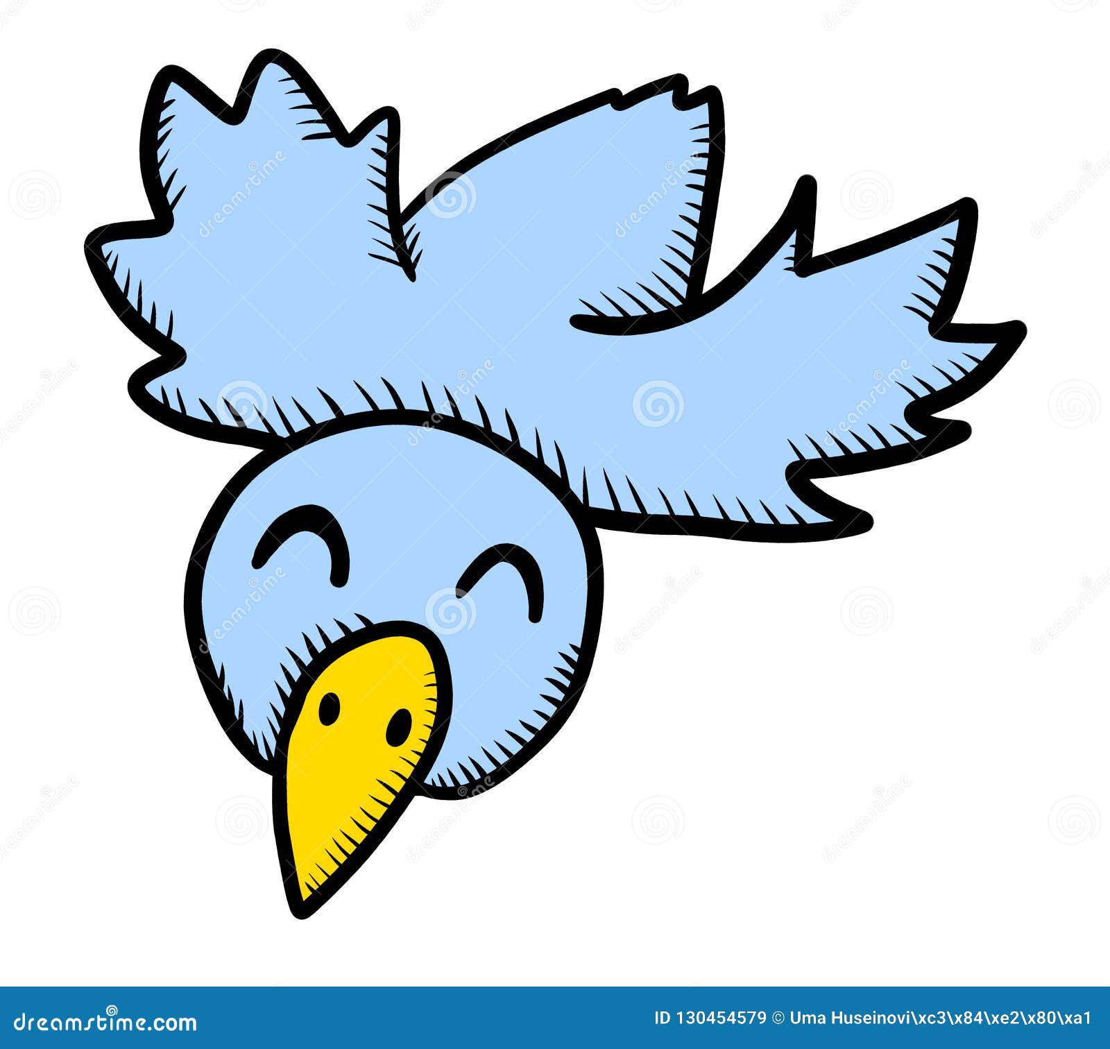 Happy Flying Blue Bird Doodle Stock Illustration - Illustration of ...