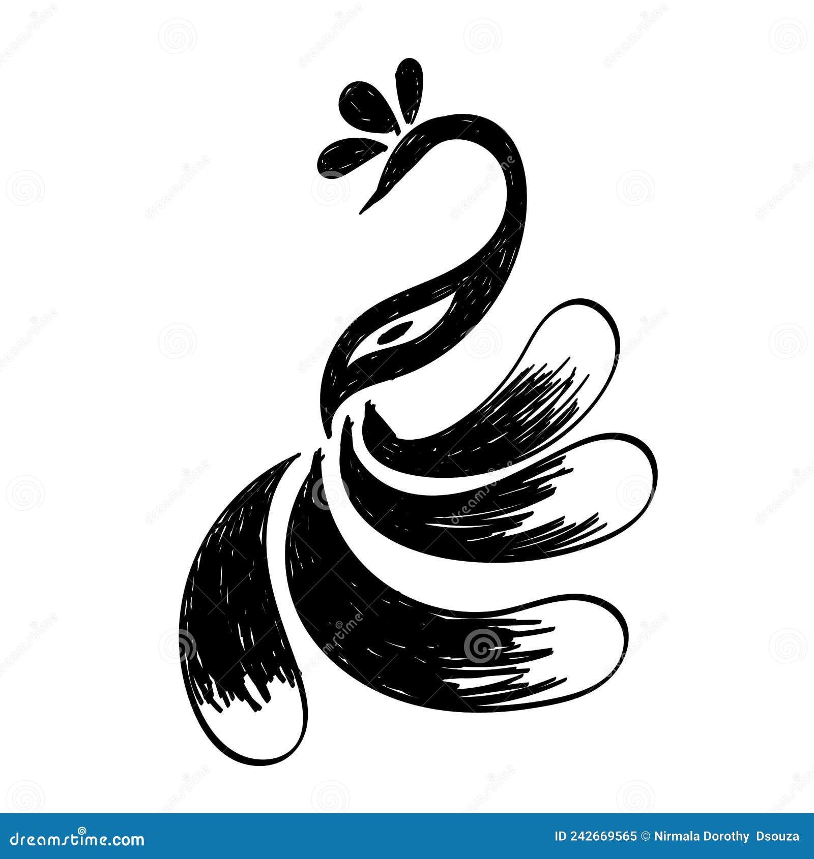 Bird Drawing. Element Isolated on White Background Stock Illustration ...