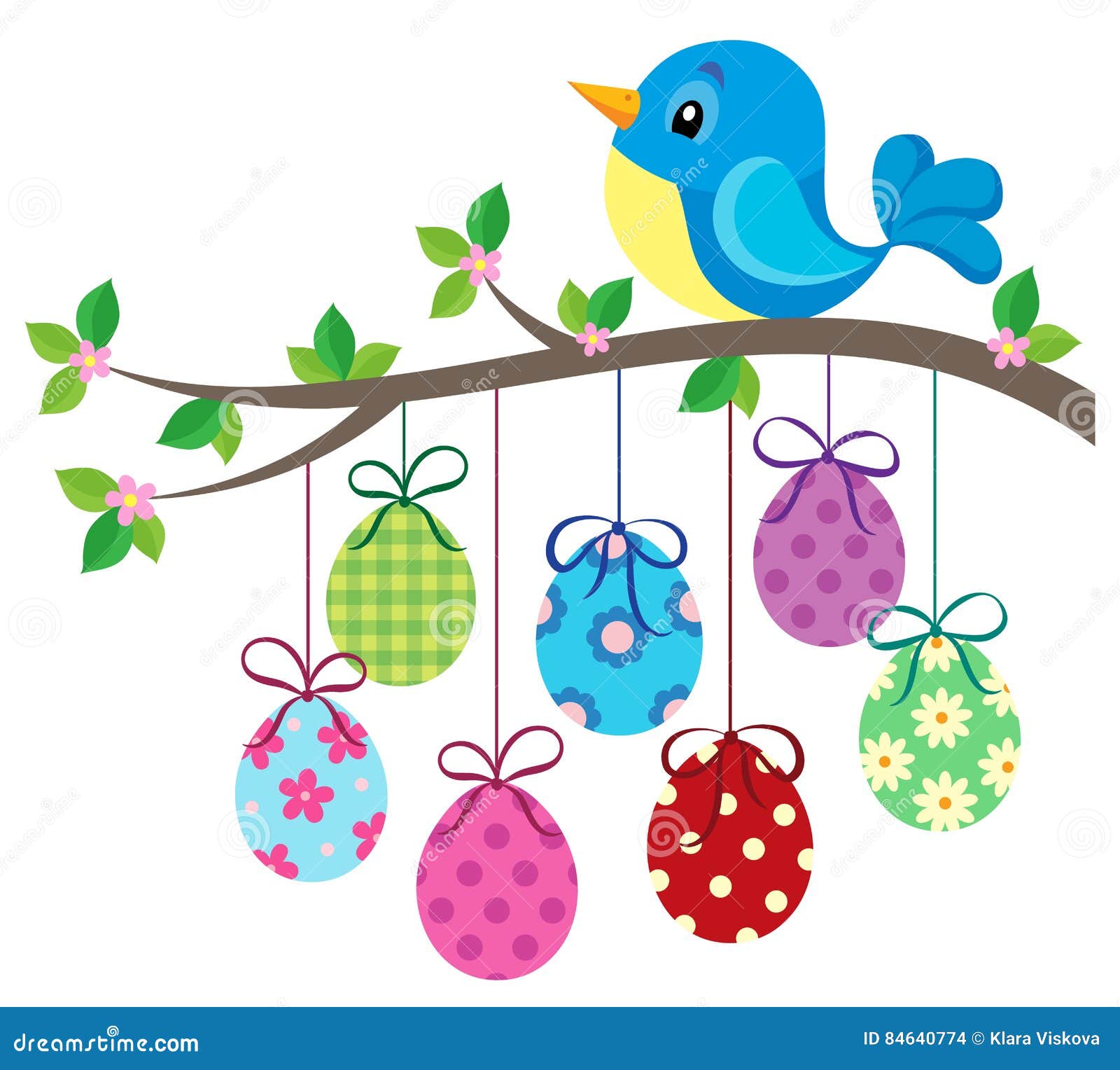 Bird and Easter Eggs Theme Image 1 Stock Vector - Illustration of bloom ...