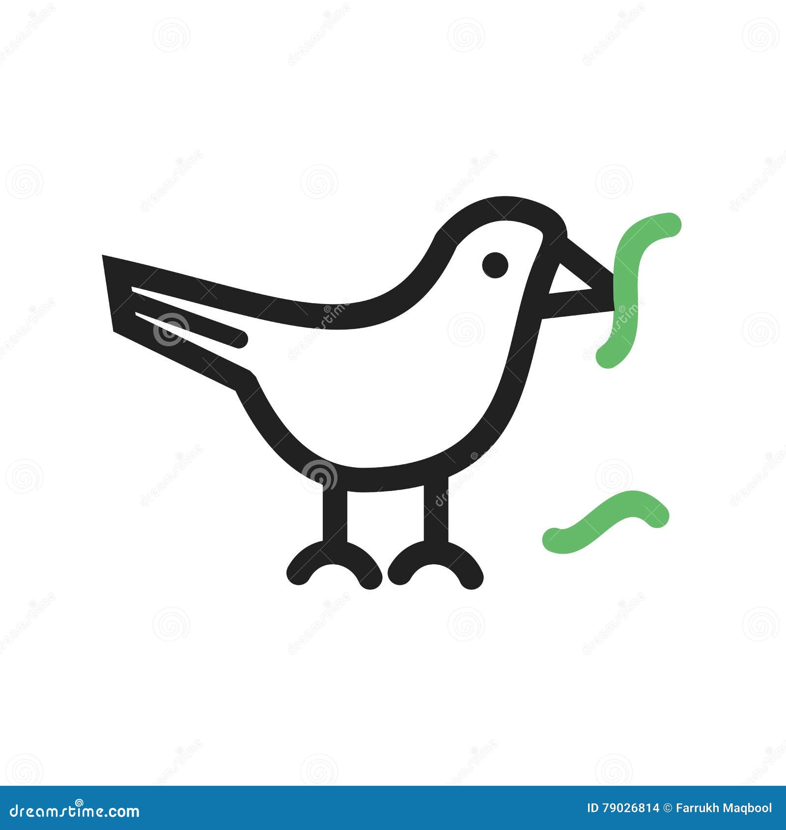 Bird Eating Worm stock vector. Illustration of worm, small - 79026814