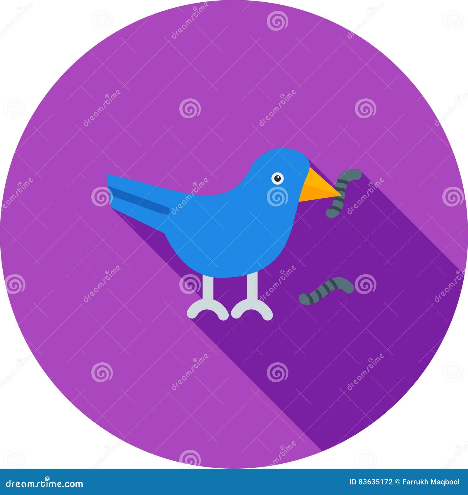 Bird And Worm Silhouette Vector Illustration | CartoonDealer.com #97604874