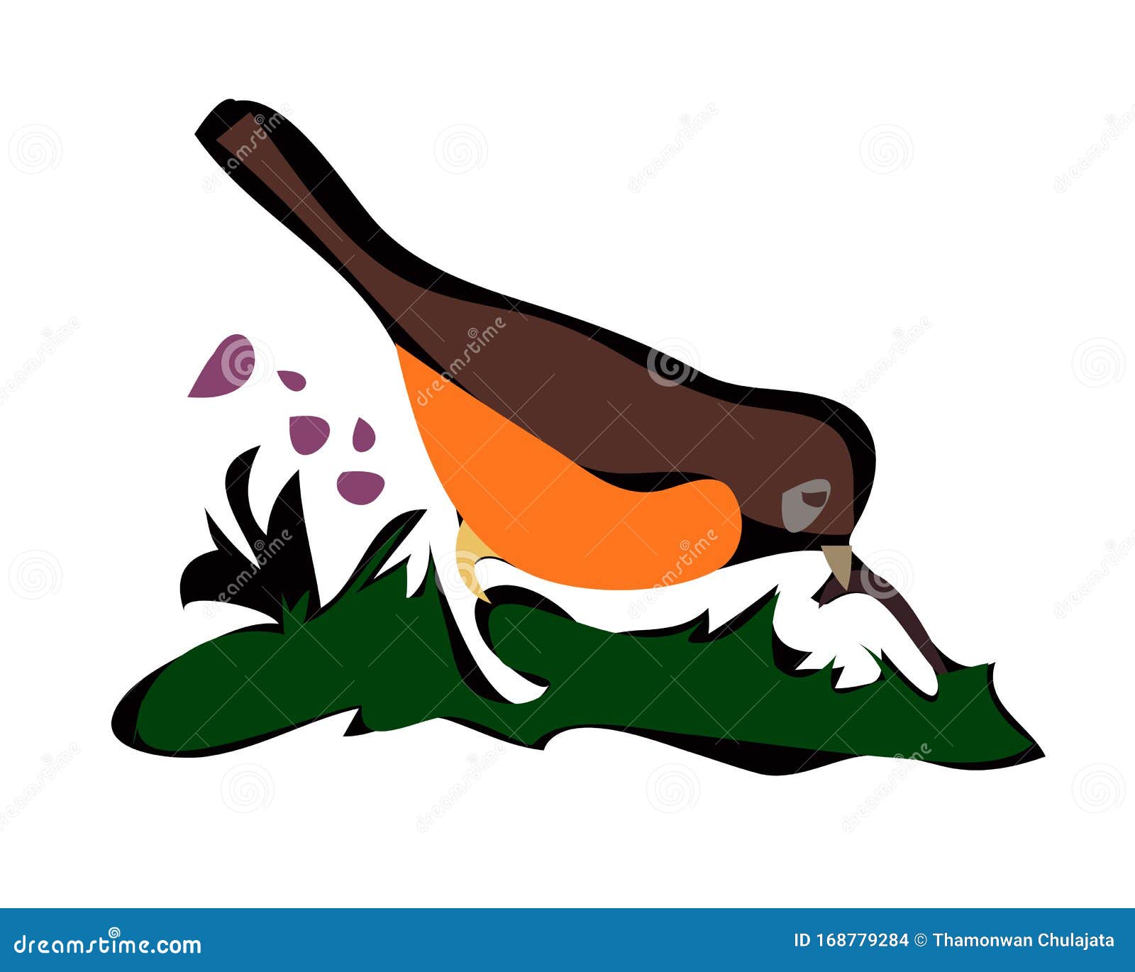 Bird Eating Worm Cartoon Vector | CartoonDealer.com #97604735