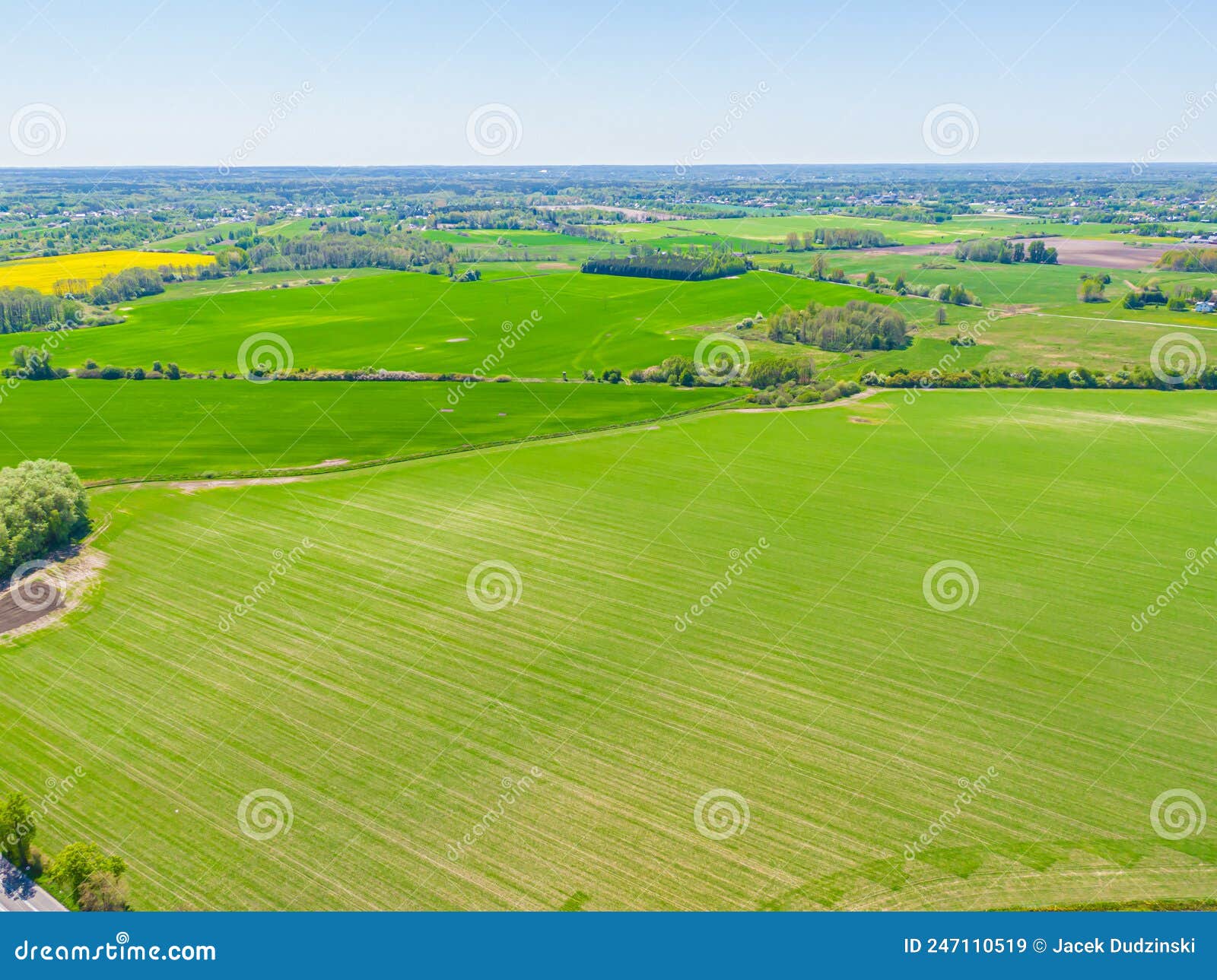 Bird Eye View of Green Agricultural Fields, Europe Stock Image - Image ...