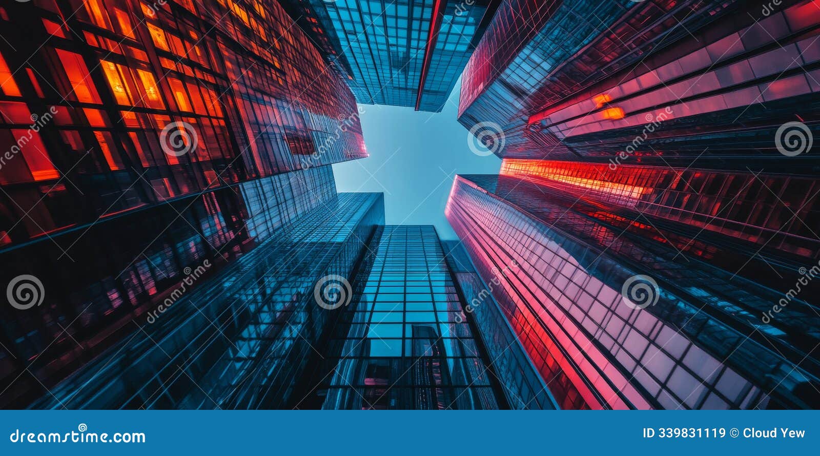 Bird Eye View of a Modern Skyscraper with a Unique Synthwave Aesthetic ...