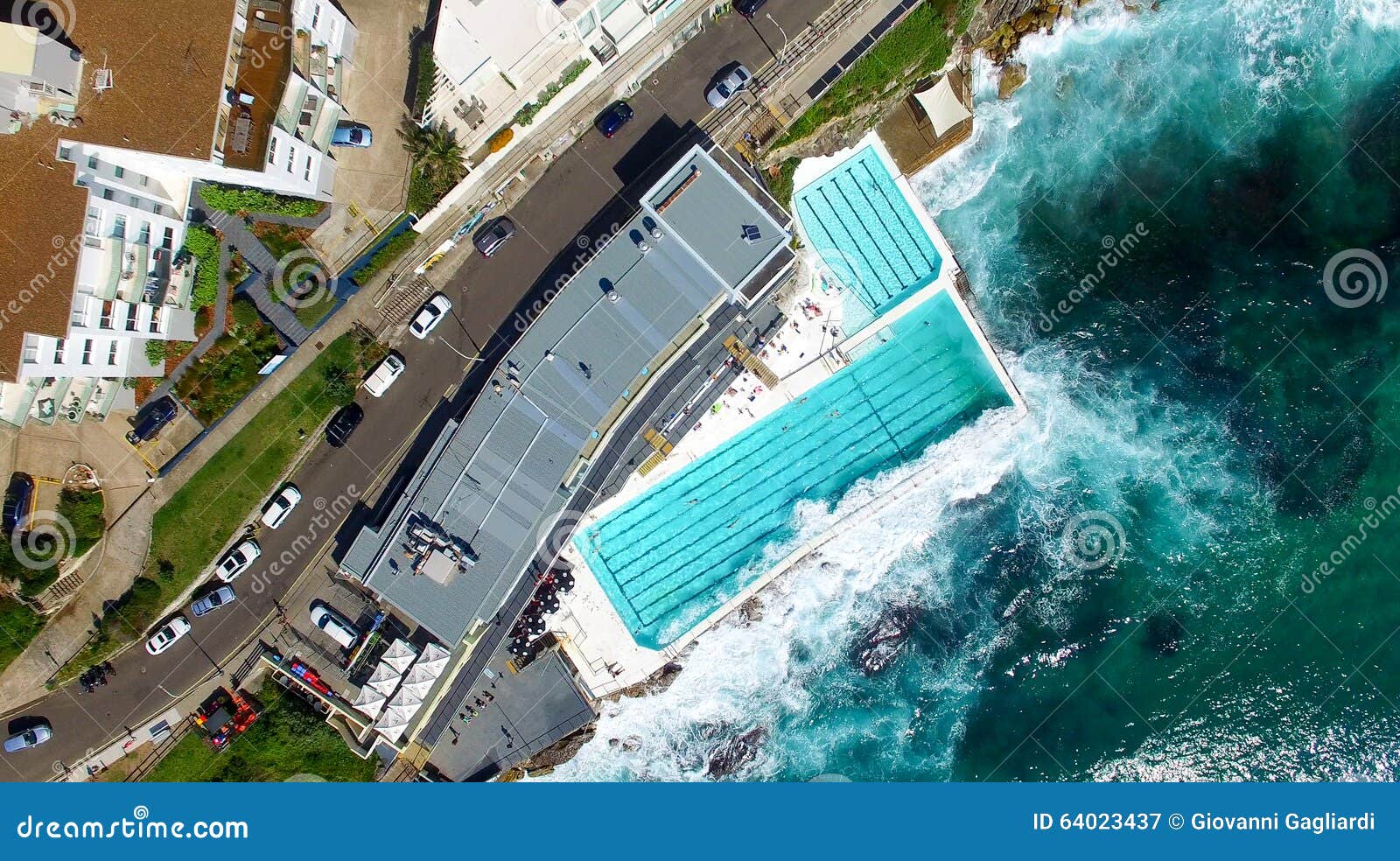 Bird Eye View of Pools Along the Ocean Stock Image - Image of swimming ...