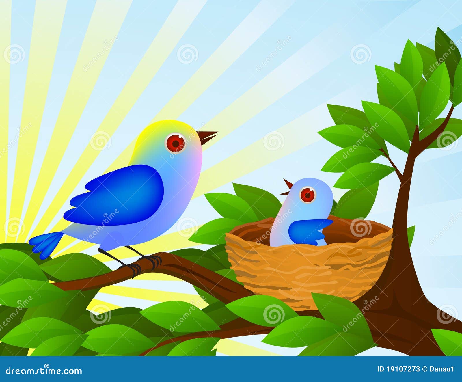 Bird family stock vector. Illustration of happiness, backdrop - 19107273