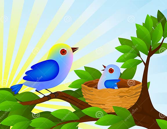 Bird family stock vector. Illustration of happiness, backdrop - 19107273