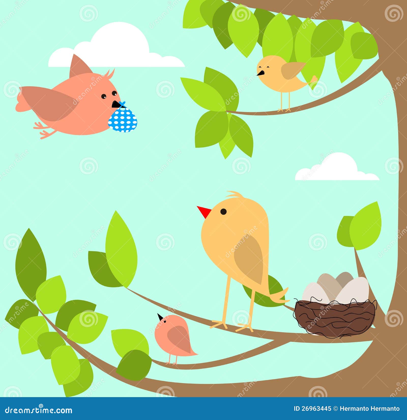 Bird family stock vector. Illustration of head, scarlet - 26963445