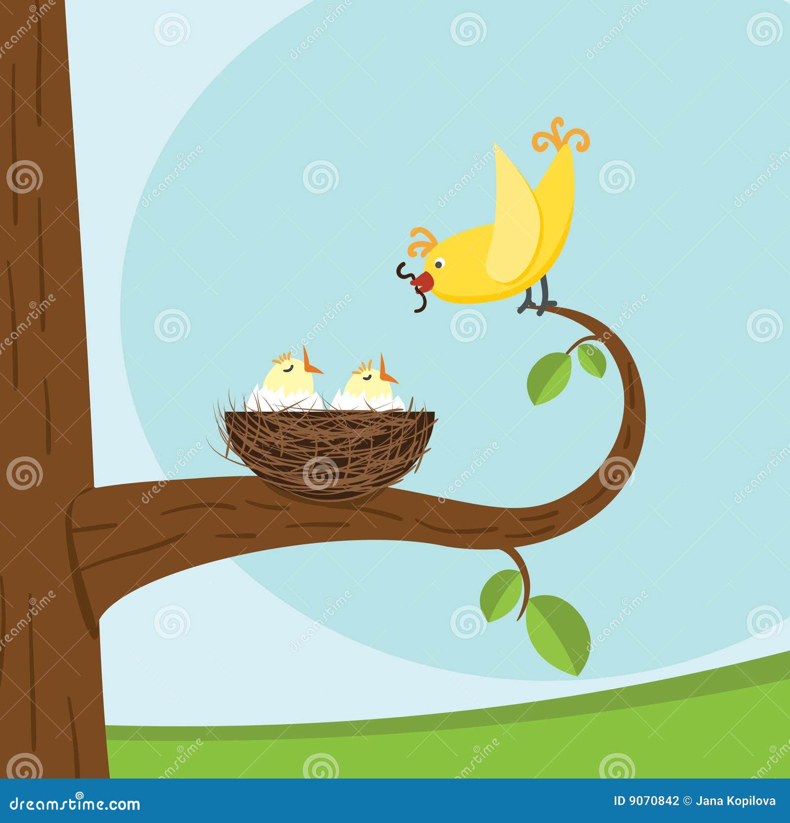 Bird family stock vector. Illustration of care, bird, cartoon - 9070842