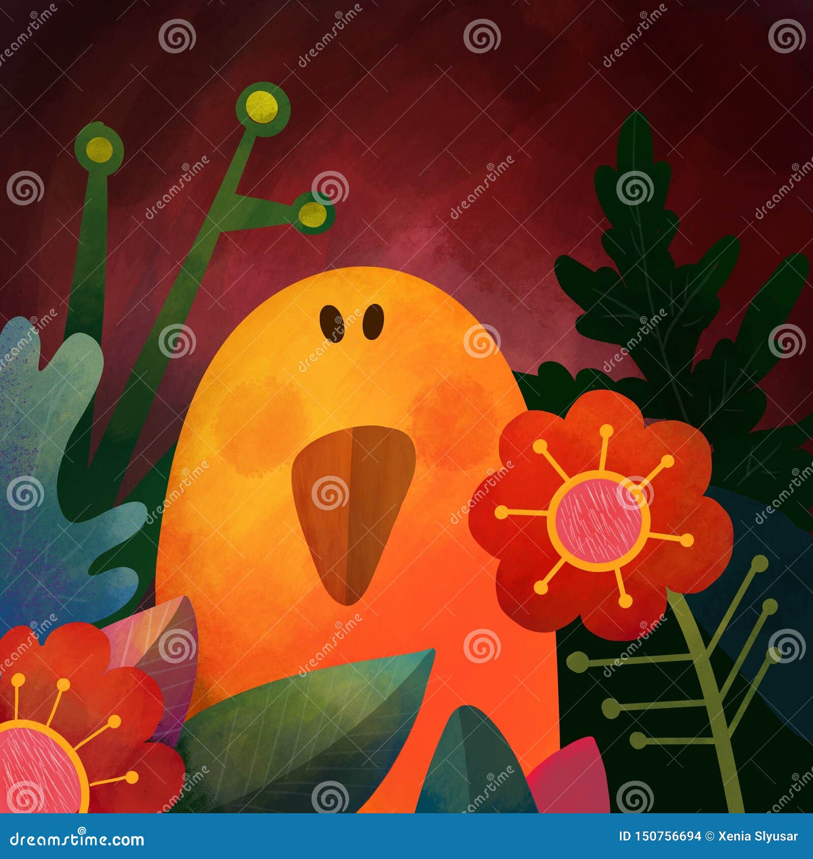 Bird. Fancy Drawn, Stylized Bird-illustration Stock Illustration ...