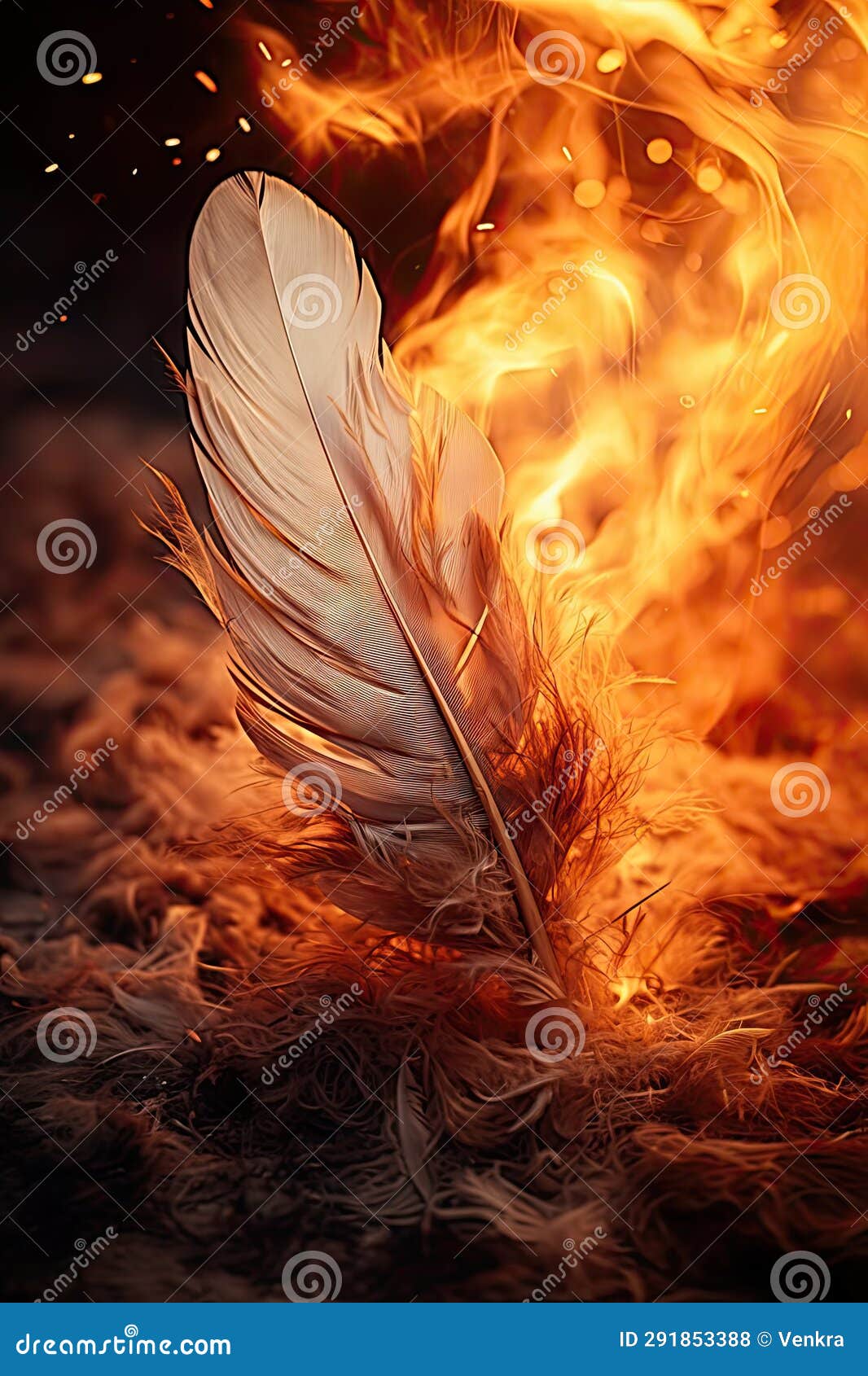 Bird Feather on Fire Abstract Illustration Stock Illustration ...