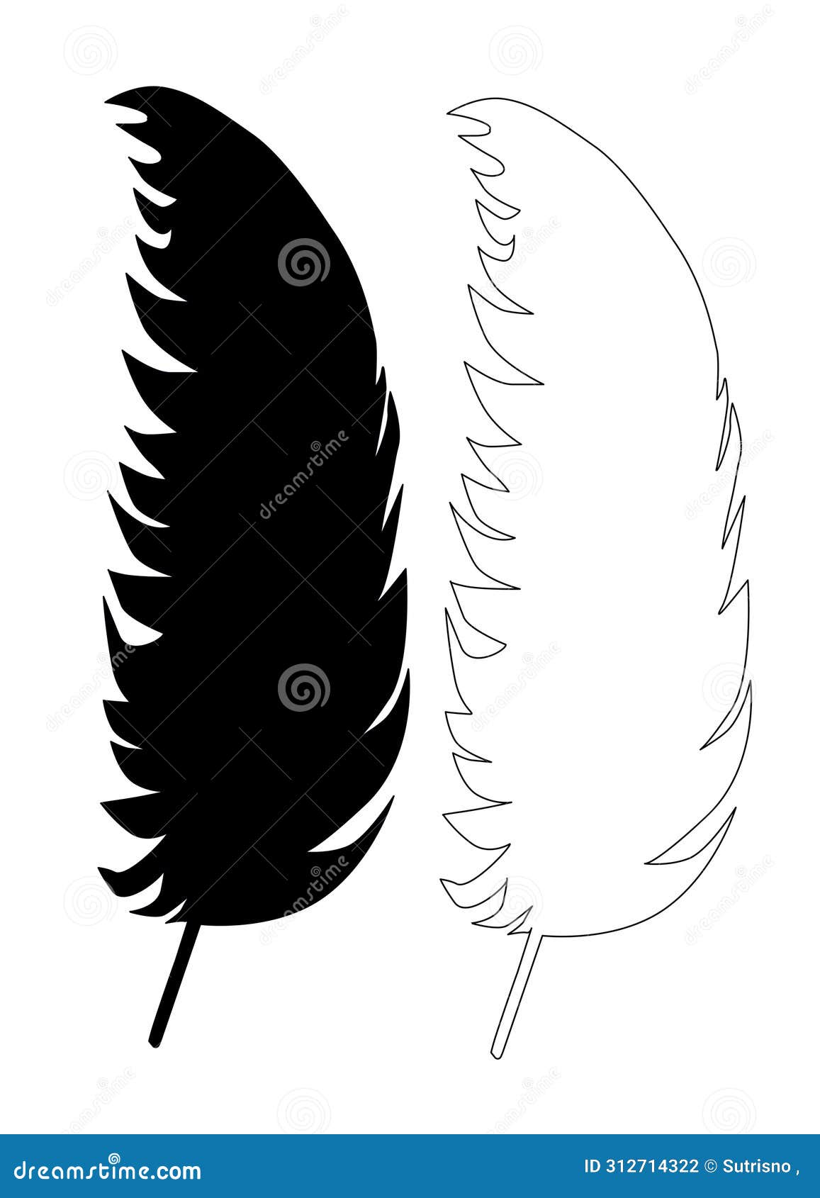 Bird Feather Shape Vector Isolated Stock Vector - Illustration of light ...
