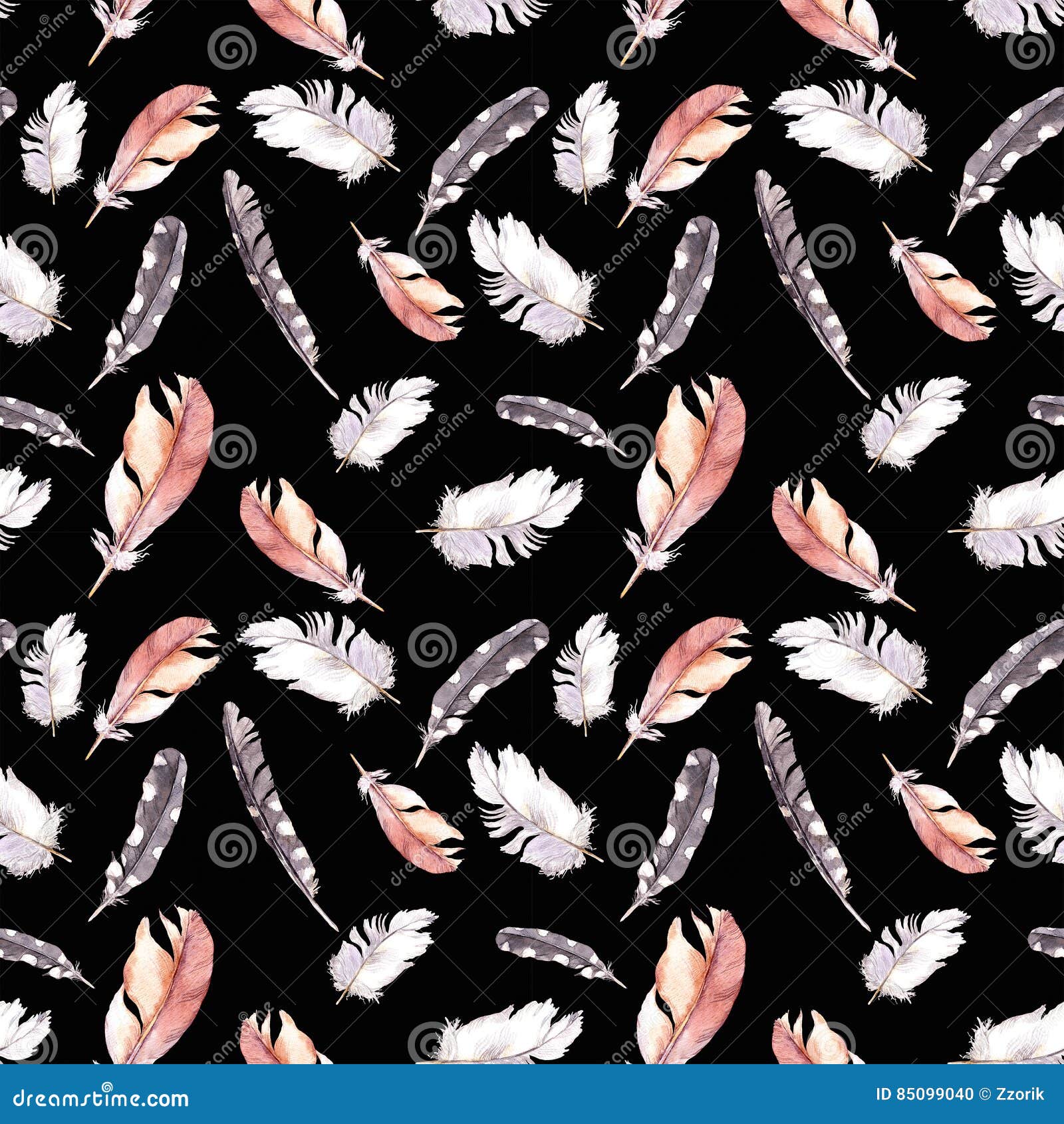 Bird Feathers. Contrast Repeating Pattern Stock Illustration ...