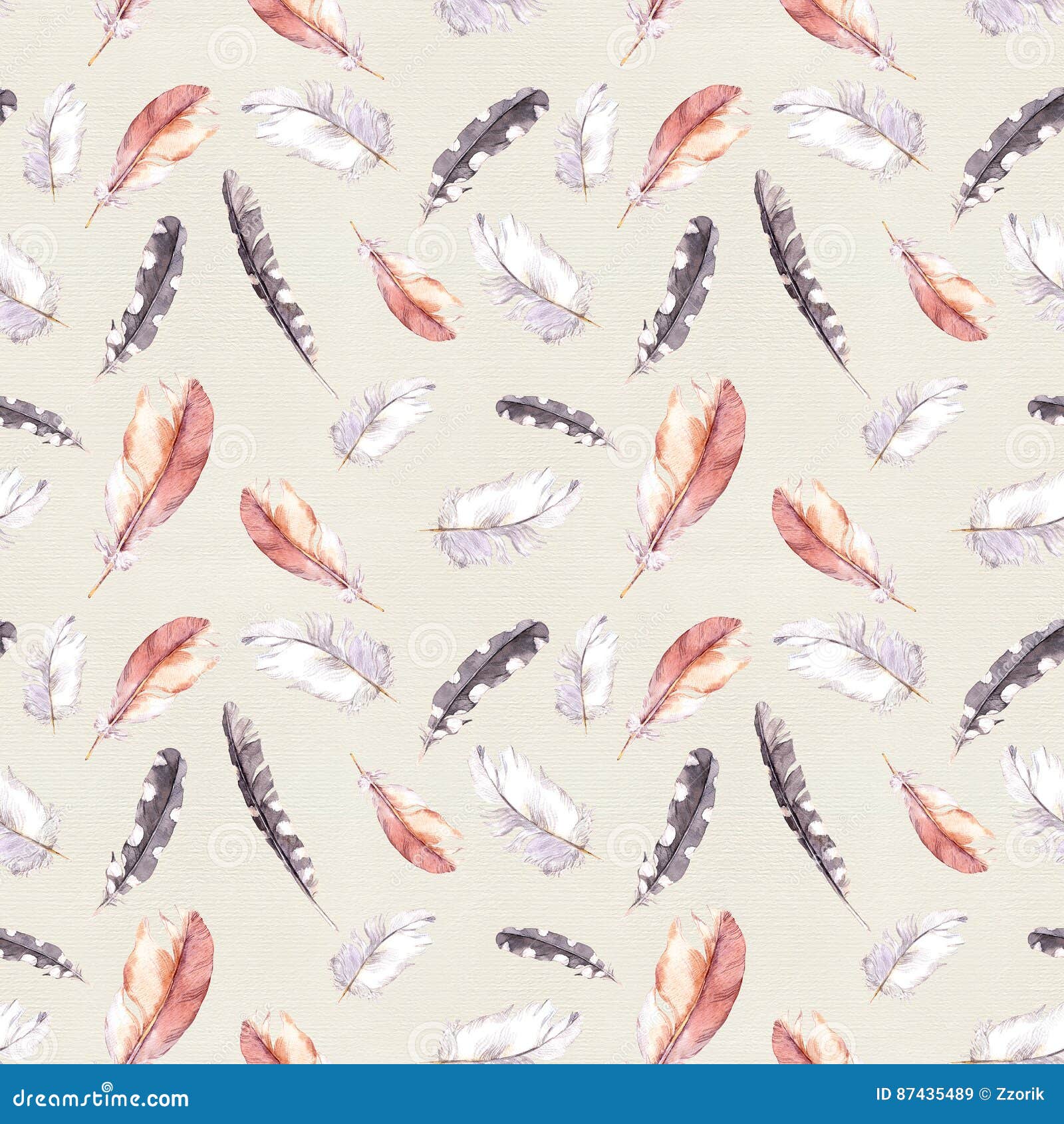 Bird Feathers. Repeating Pattern. Vintage Water Color Stock ...