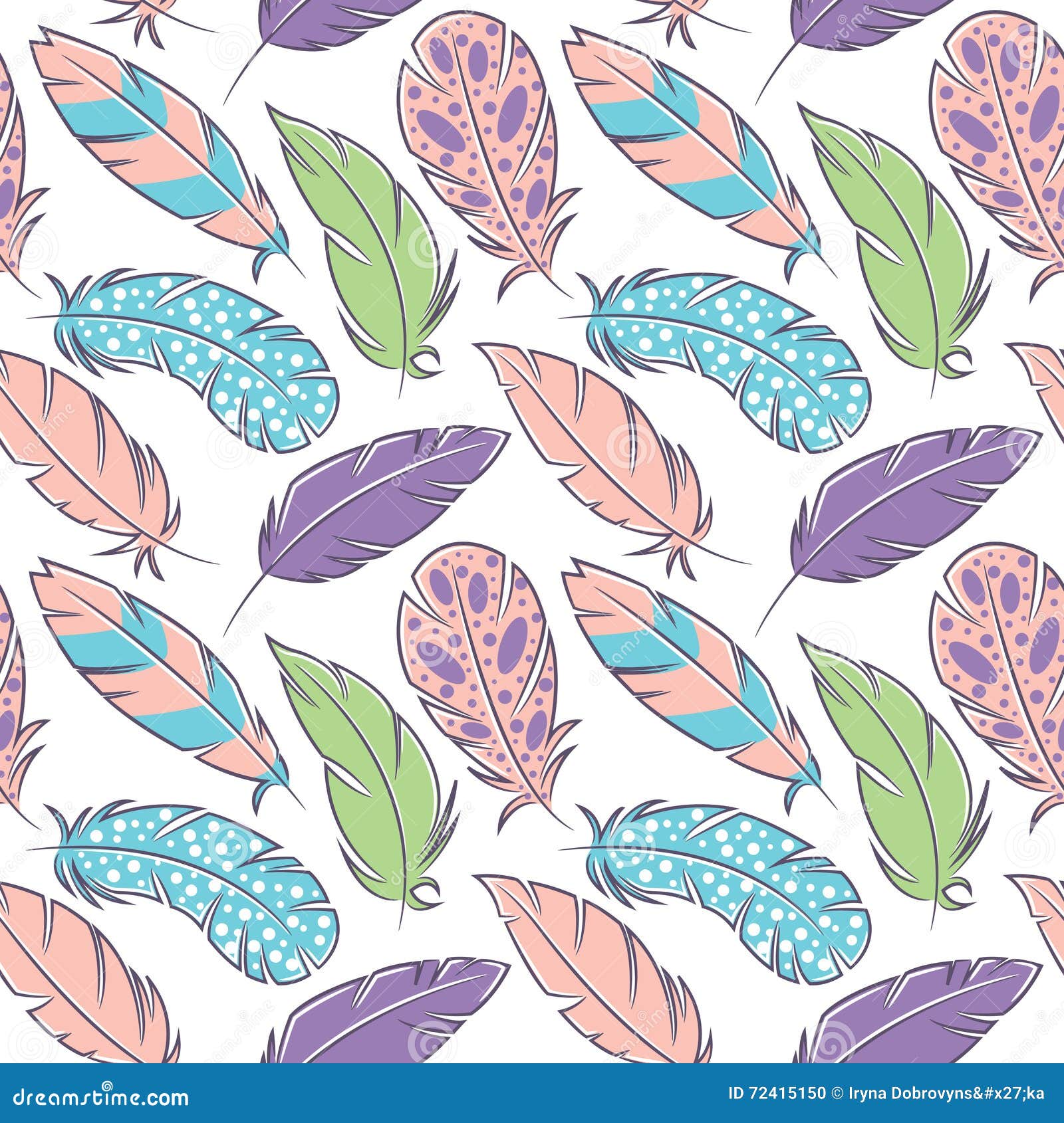 Bird Feathers Vector Seamless Pattern Stock Vector - Illustration of ...