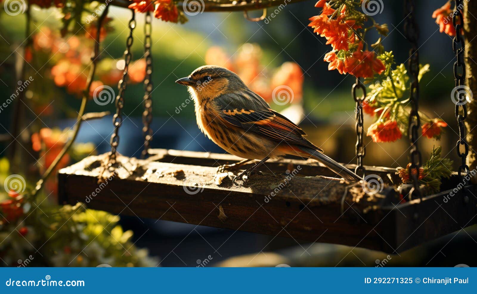A Bird on Bird Feeder Hanging on Tree Stock Image - Image of leaf ...