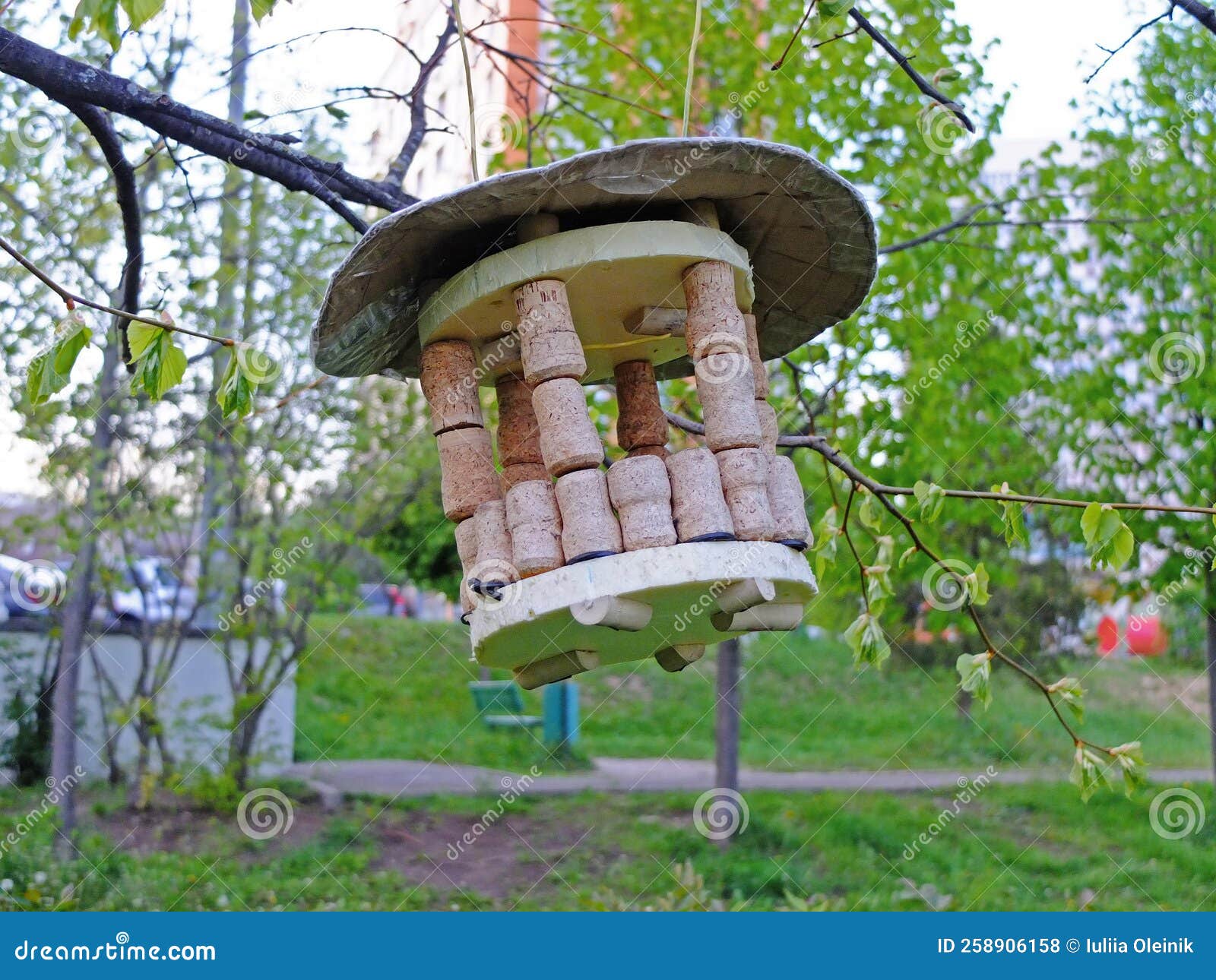 Bird Feeder Made from Cork, Styrofoam, Cardboard Stock Photo - Image of ...