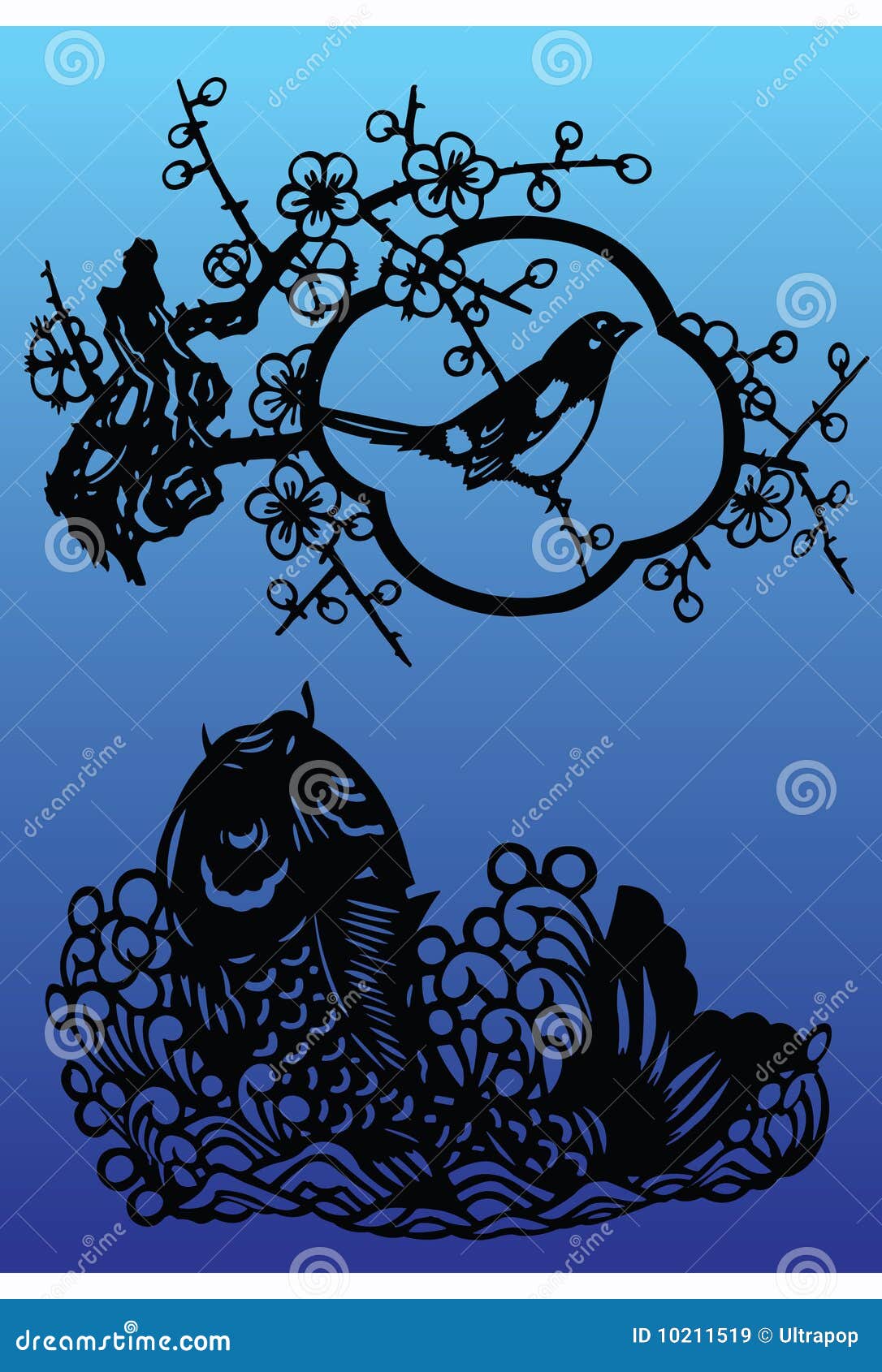Bird and Fish illustration stock vector. Illustration of digital - 10211519