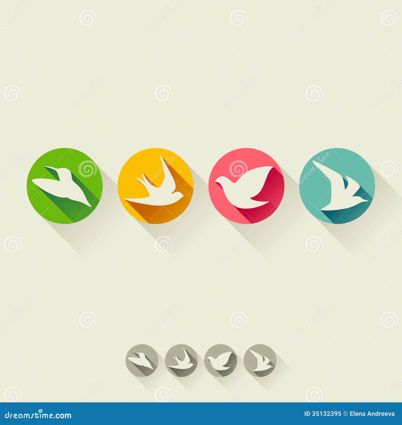 Bird. Flat Icon with Long Shadow. Set of Vectors Stock Vector ...