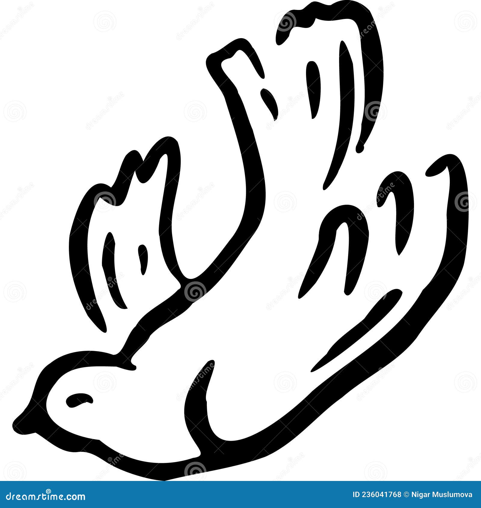 Bird Flies Down Sketch Vector Illustration Stock Vector - Illustration ...