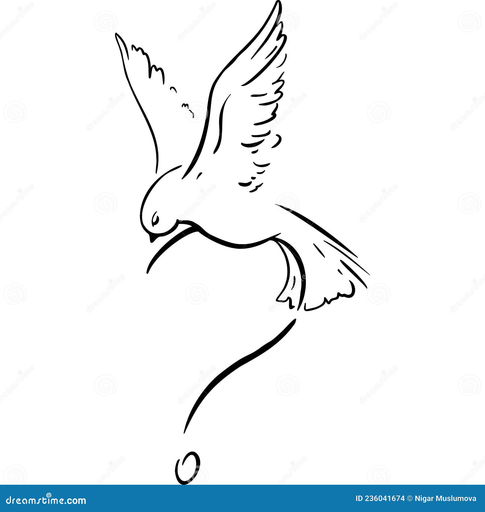 The Bird Flies Over the Question Mark Sketch Vector Illustration Stock ...