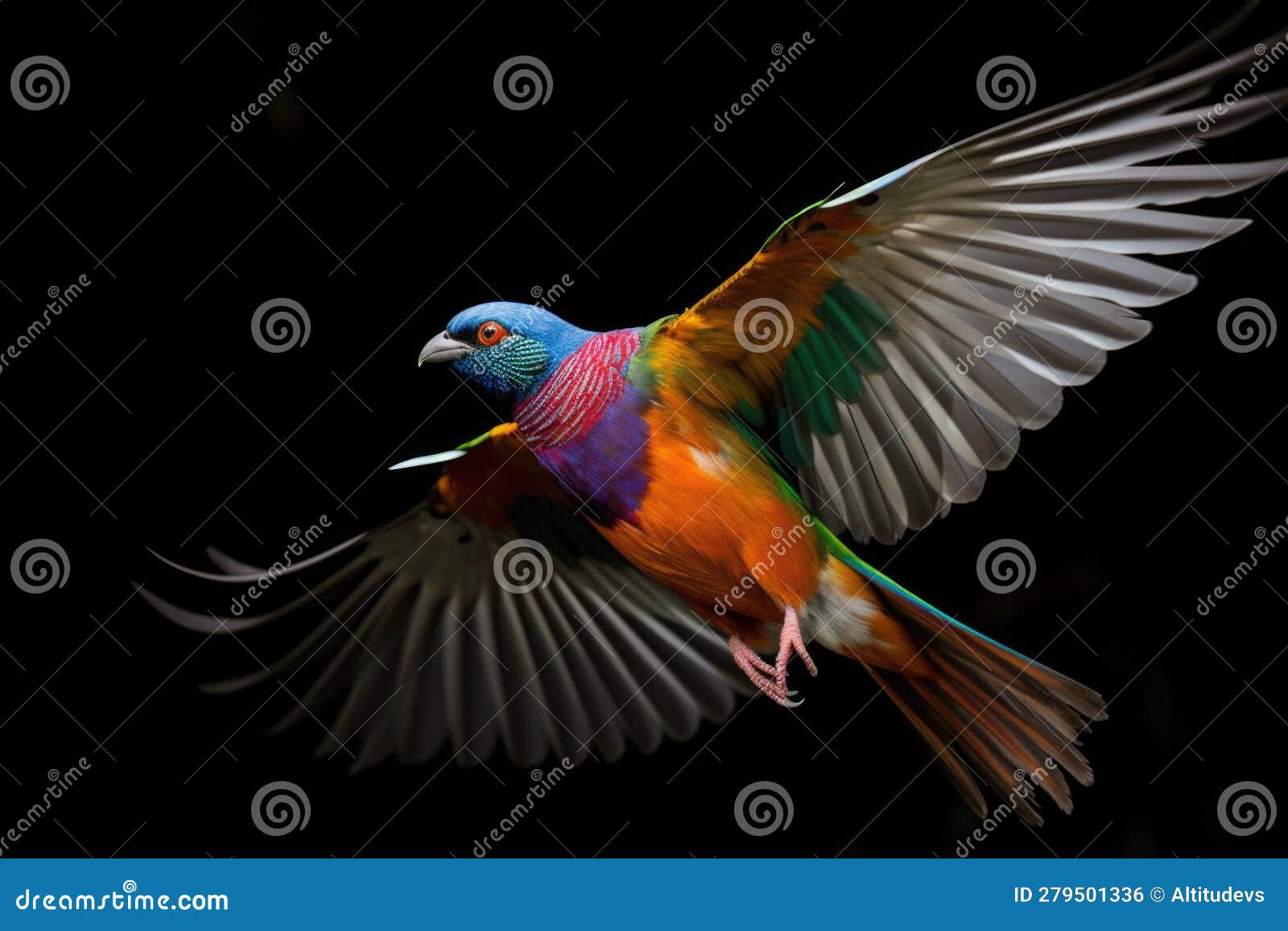 Bird in Flight, with Colorful Feathers and Wings Stock Photo - Image of ...