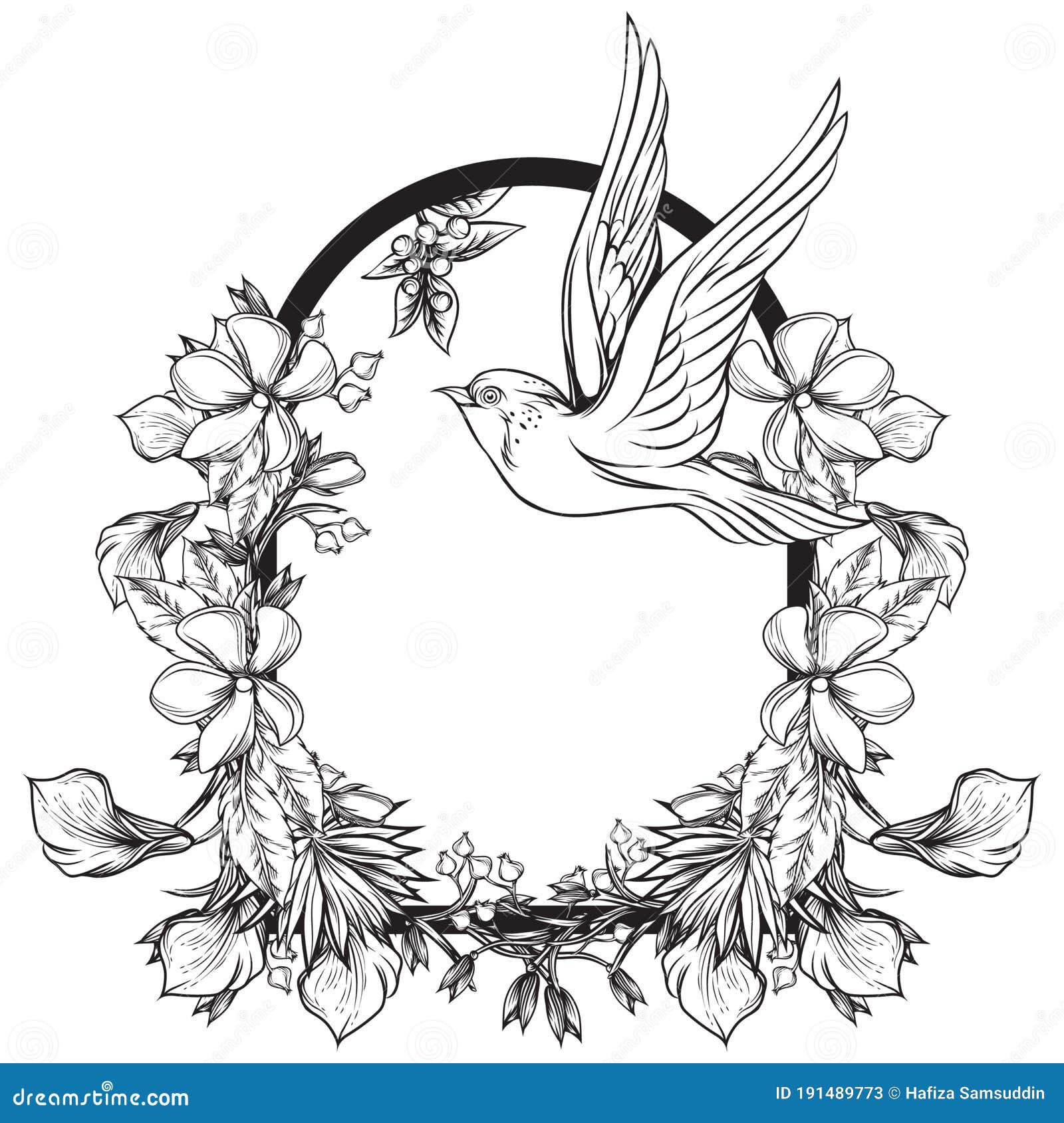 Bird and Floral Design. Vector Illustration Decorative Design Stock ...