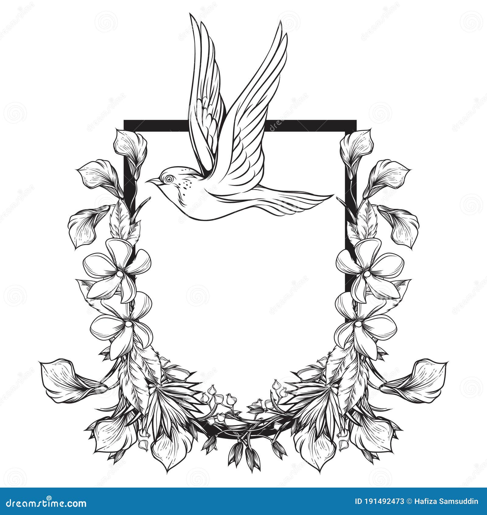 Bird and Floral Design. Vector Illustration Decorative Design Stock ...