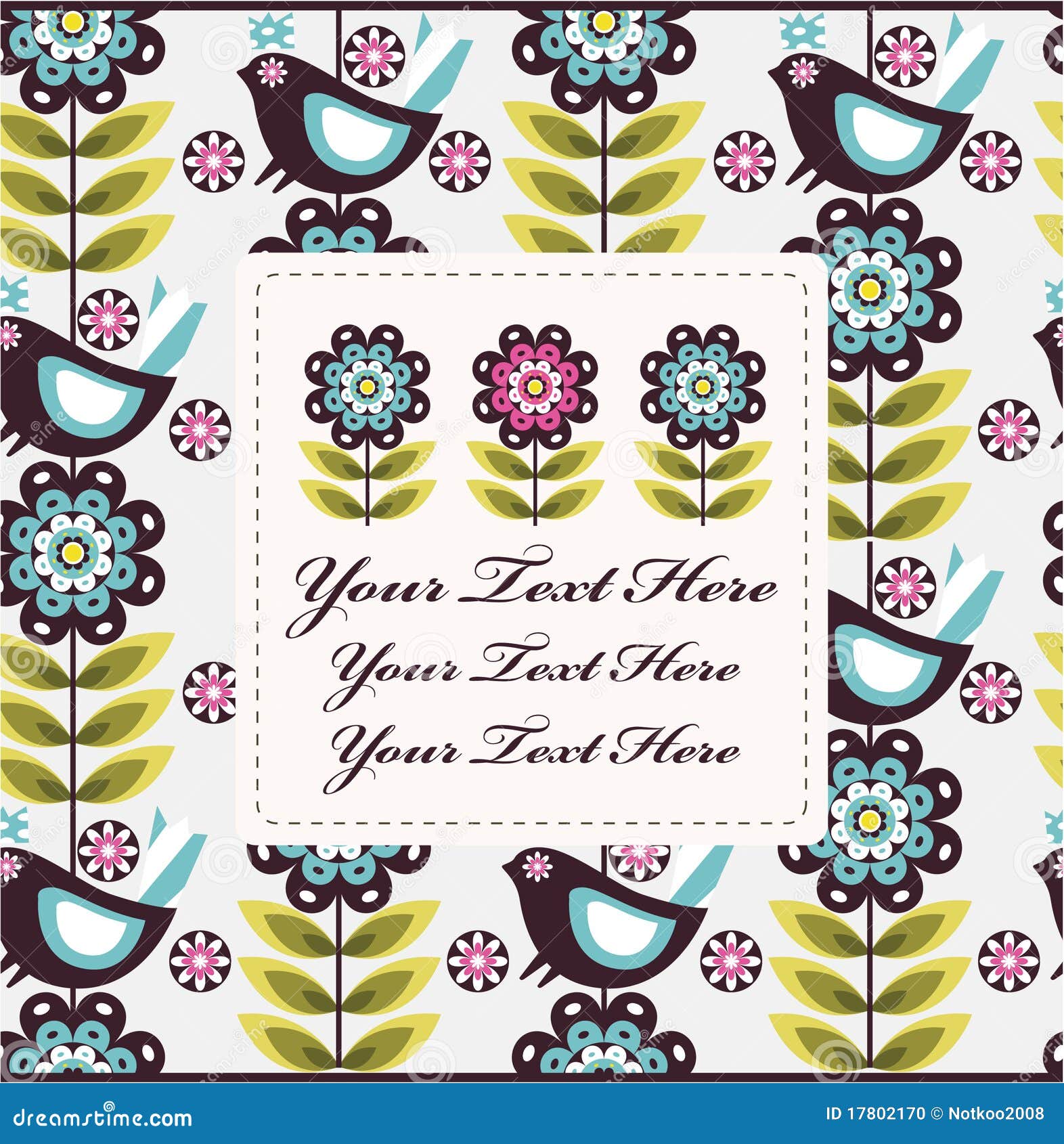 Bird flower card stock vector. Illustration of branch - 17802170