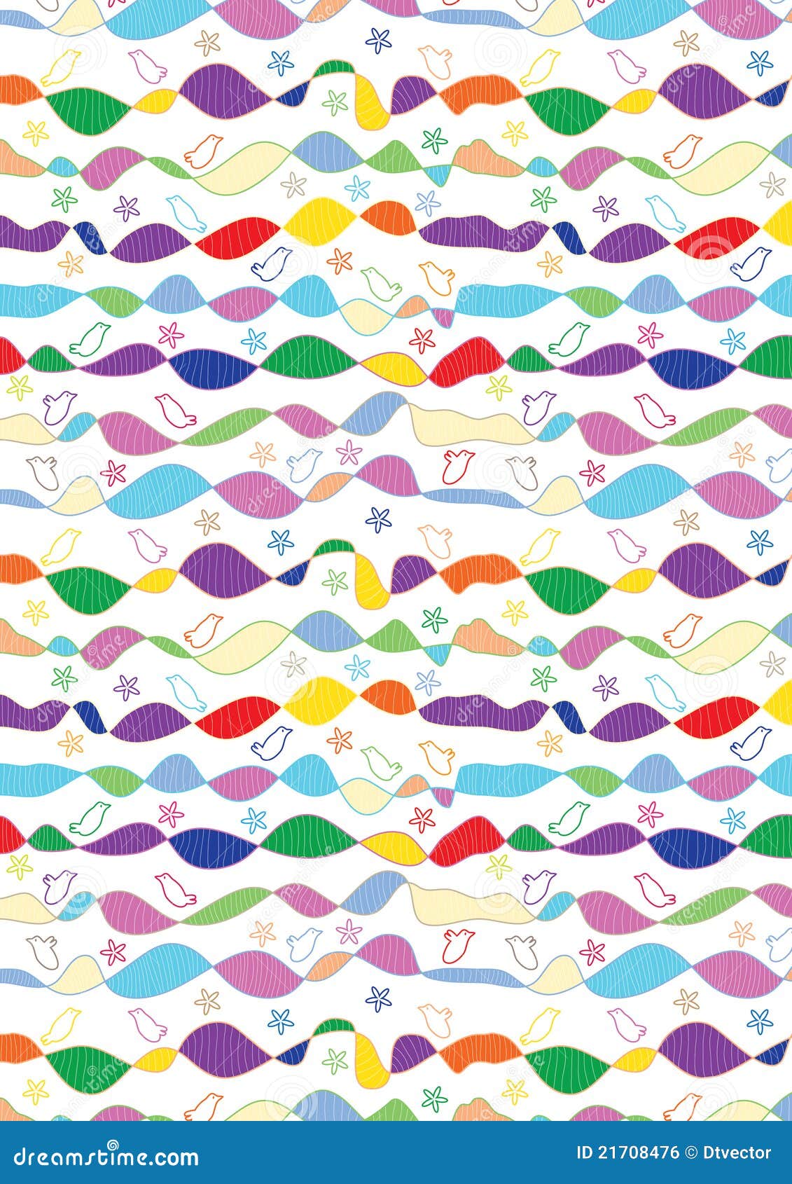 Bird Flower Horizontal Pattern_eps Stock Vector - Illustration of ...