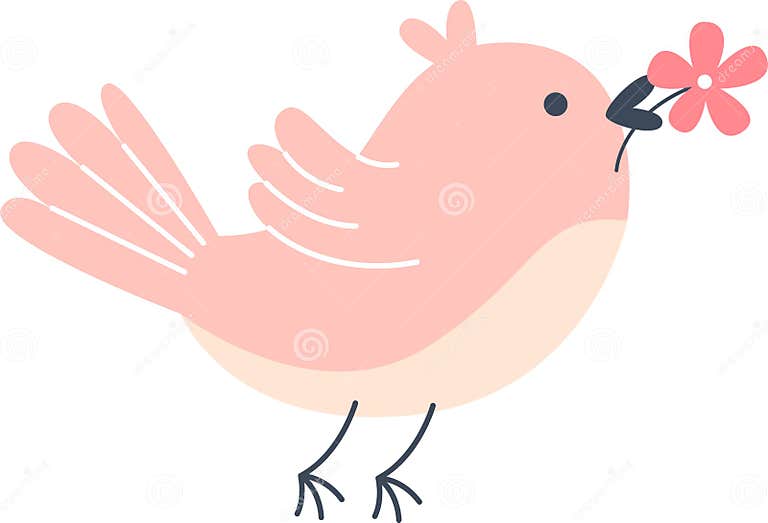 Bird with Flower stock vector. Illustration of blossom - 303266814