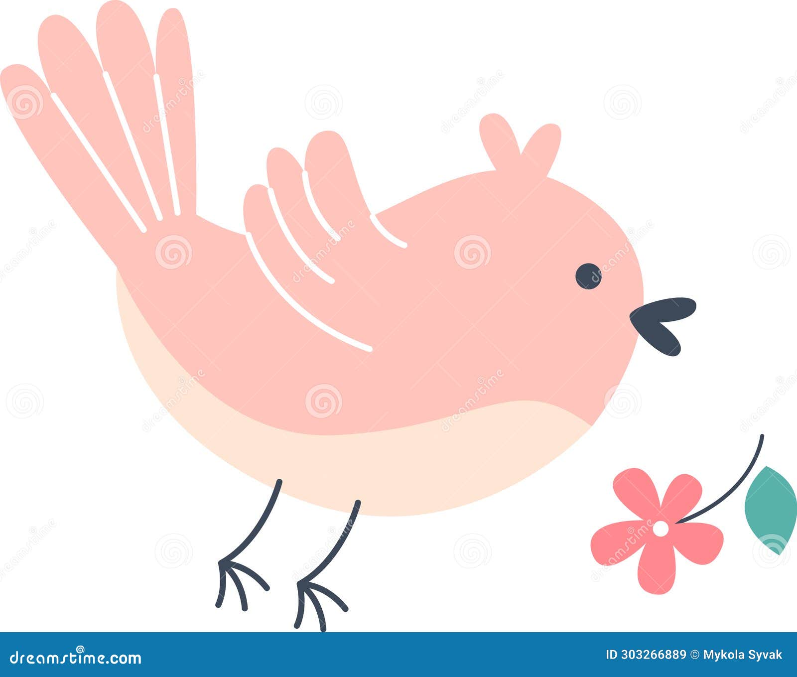 Bird and Flower stock vector. Illustration of botanical - 303266889