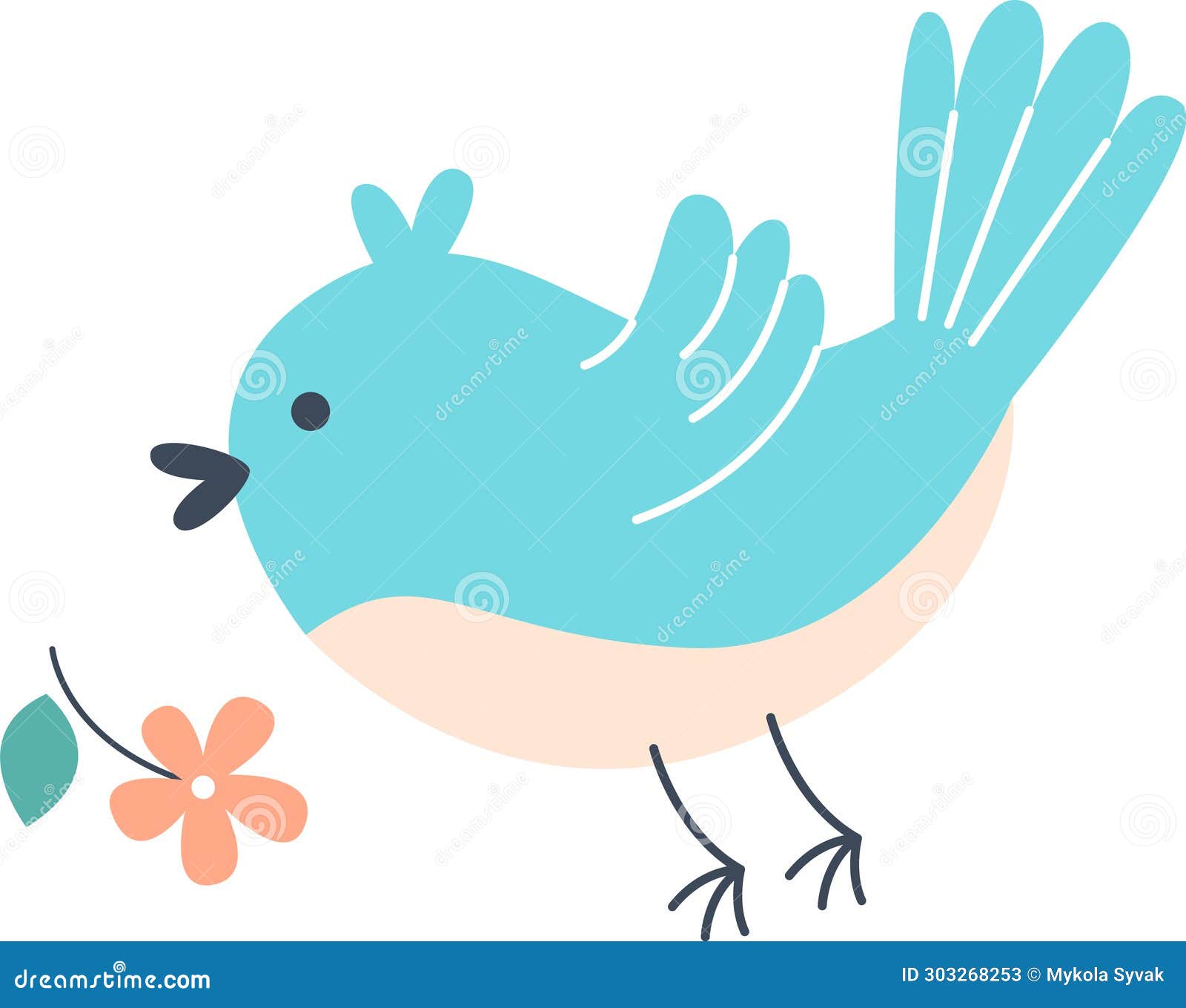 Bird and Flower stock vector. Illustration of elegant - 303268253