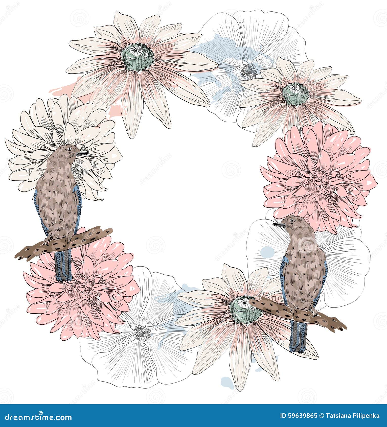 Bird and flower stock vector. Illustration of decoration - 59639865