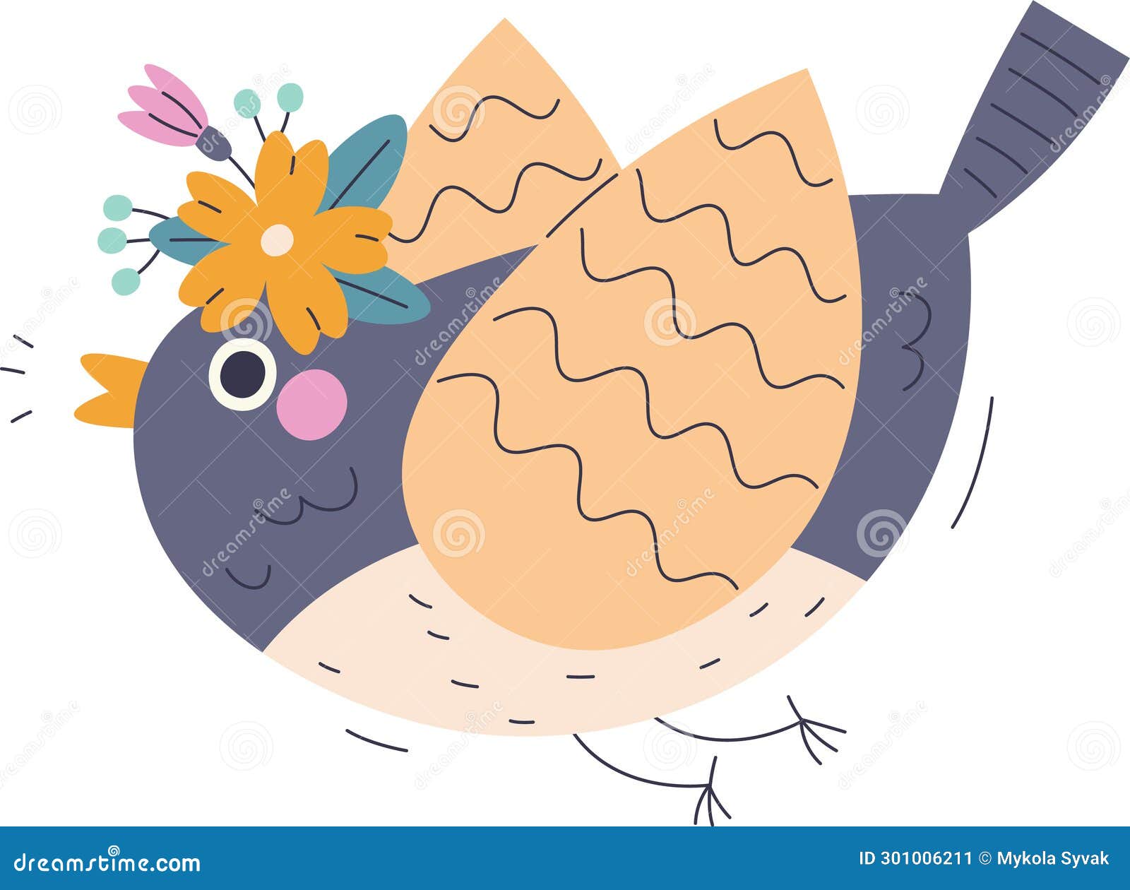 Bird with Flowers stock vector. Illustration of beautiful - 301006211