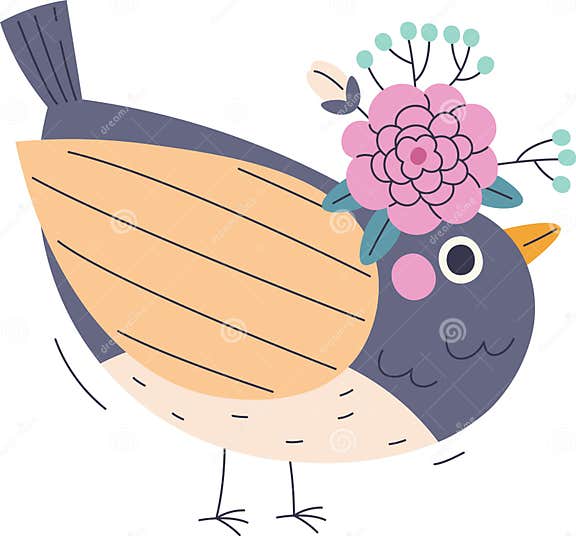 Bird with Flowers stock vector. Illustration of exotic - 301006472