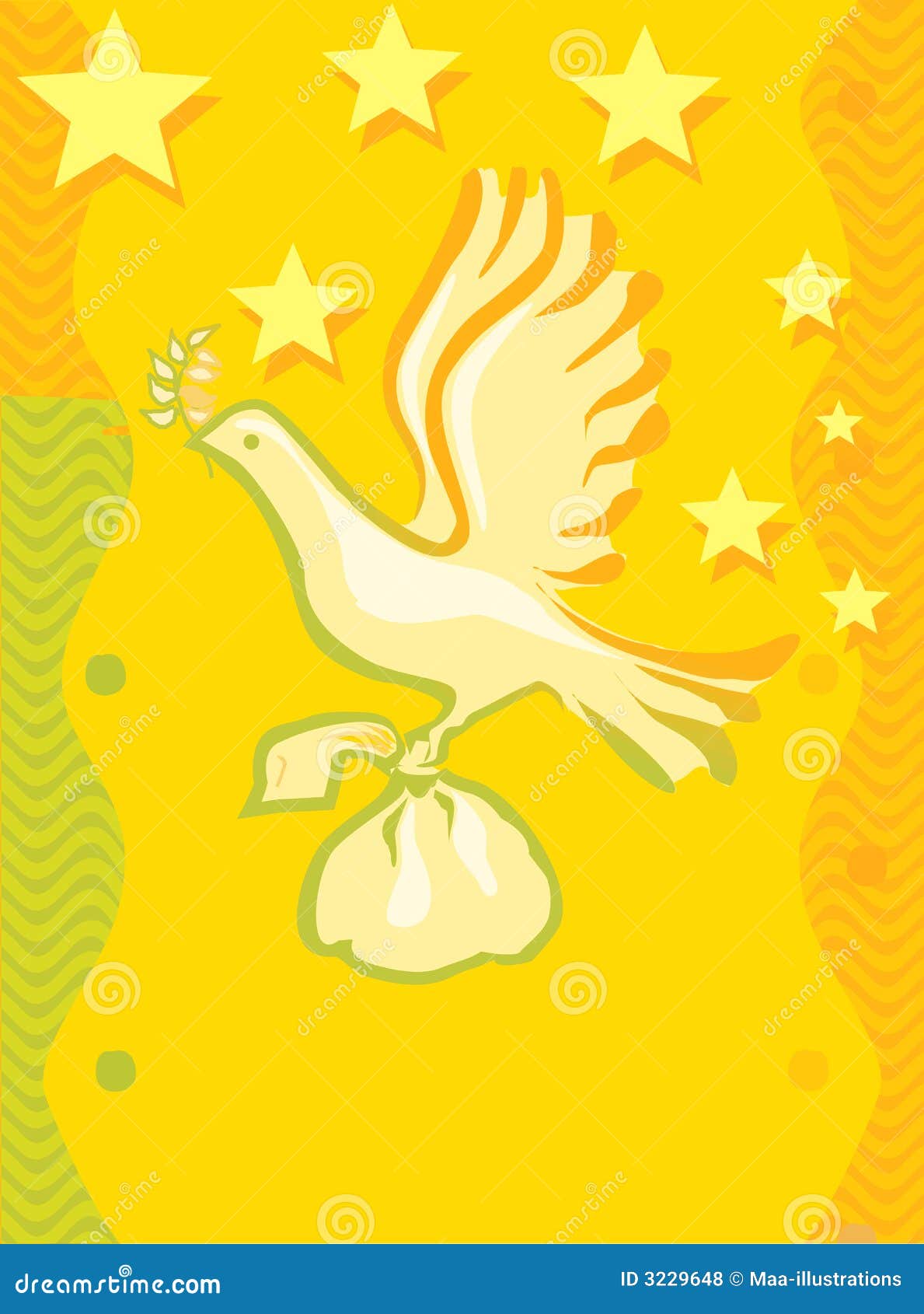 Bird flying with a gift stock vector. Illustration of deco - 3229648
