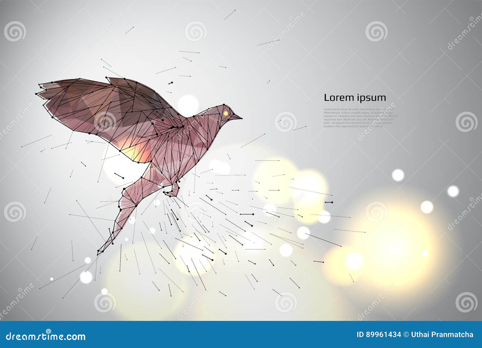 The Bird Flying with Motion and Effect. Line Dot Design Stock Vector ...