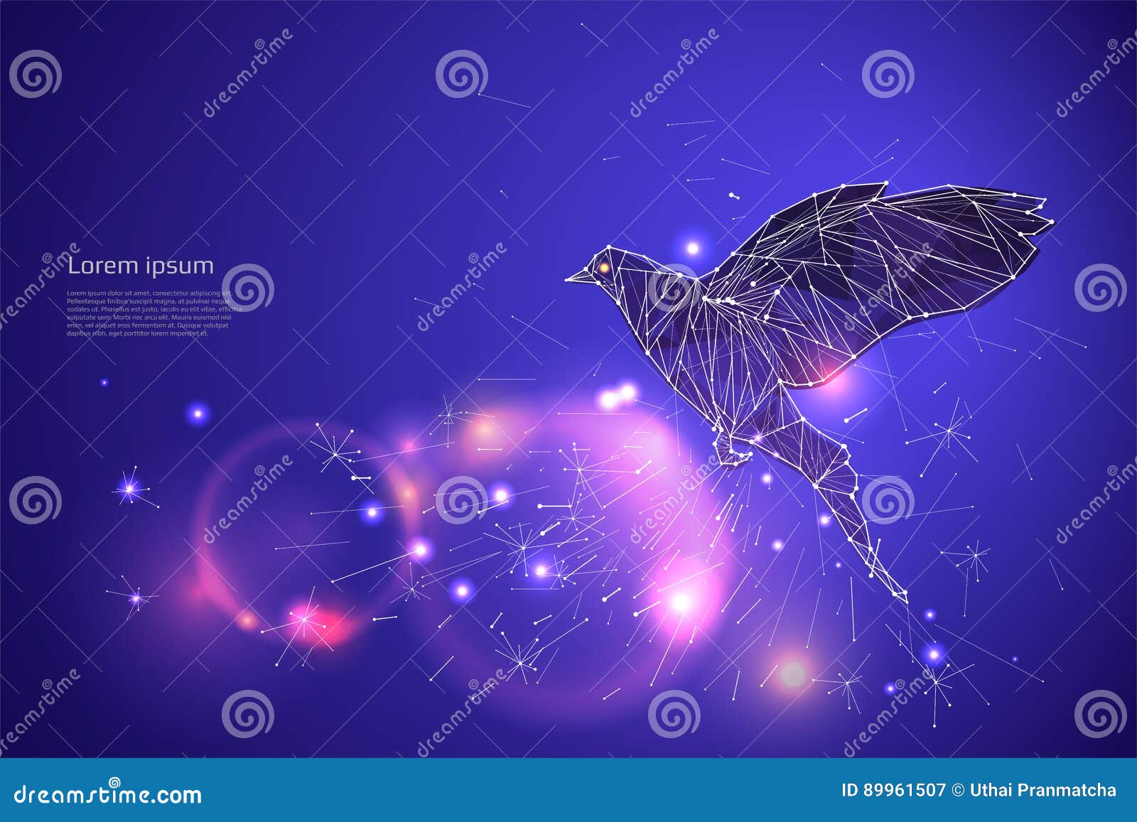 The Bird Flying with Motion and Effect. Line Dot Design Stock Vector ...